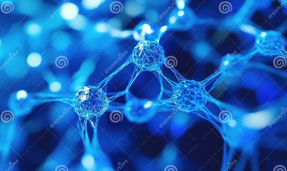 Abstract Blue Neural Network Connections Stock Illustration ...