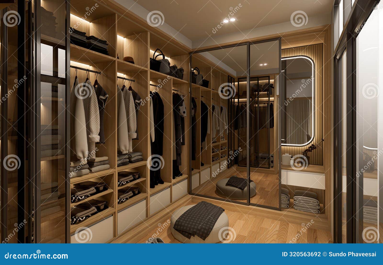 3D Illustration, Interior Scene and Mockup, Dressing Room and Walk in ...