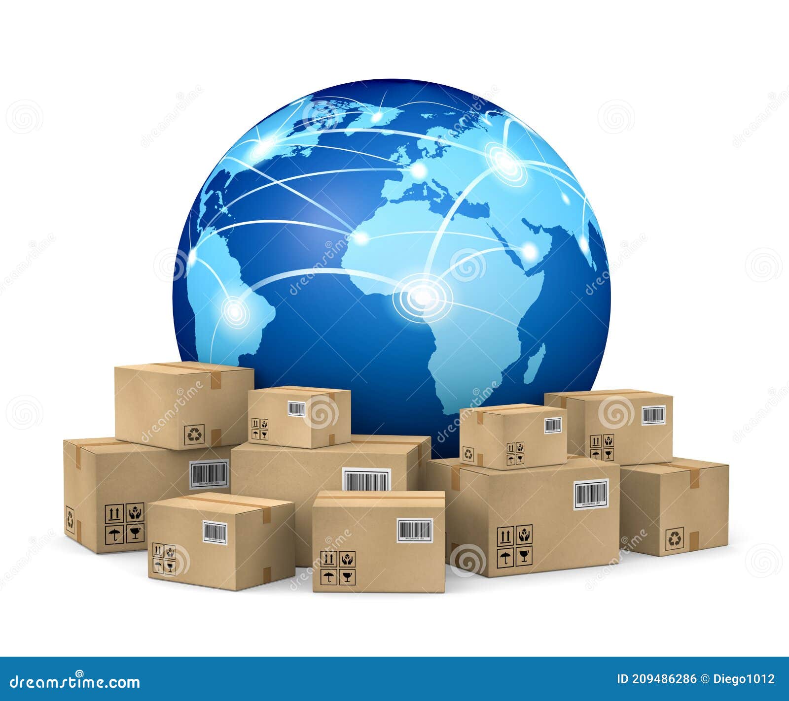 3d Illustration International Delivery in the World Stock Illustration ...