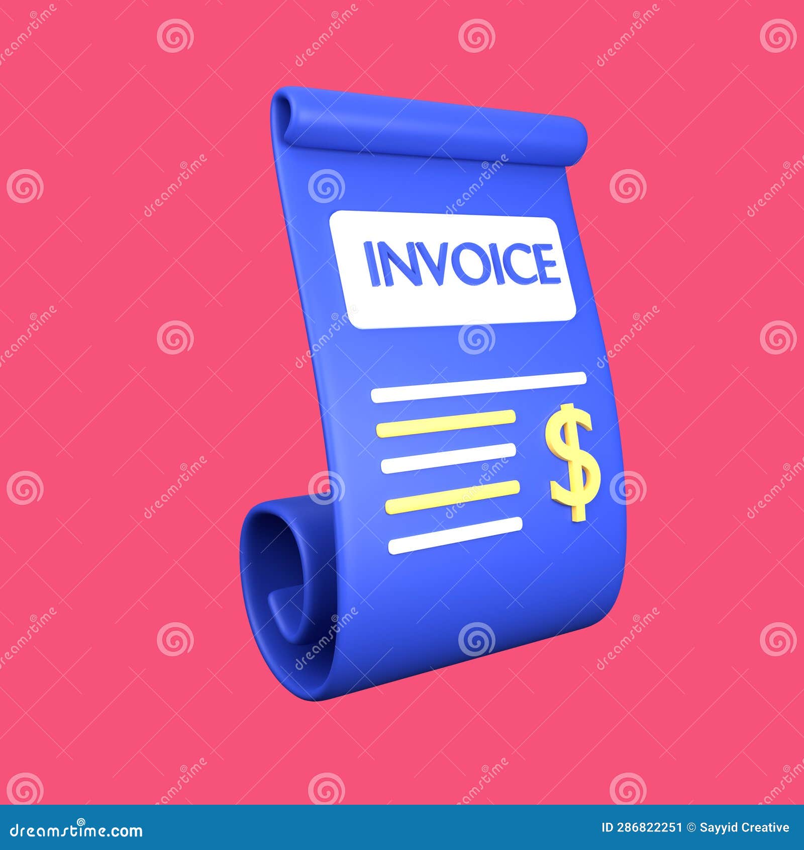 3d Illustration Invoice Object. 3d Business Icon Pack. 3d Rendering ...