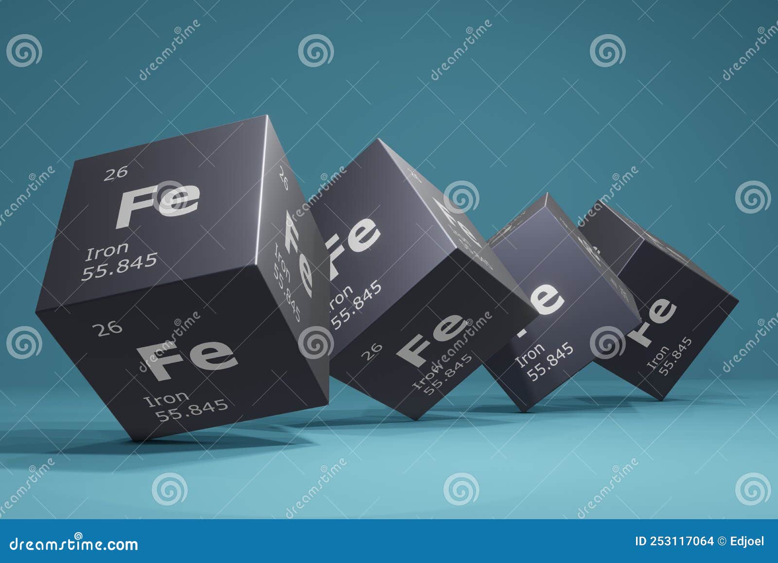 3D Illustration of Iron, Chemical Element of the Periodic Table ...