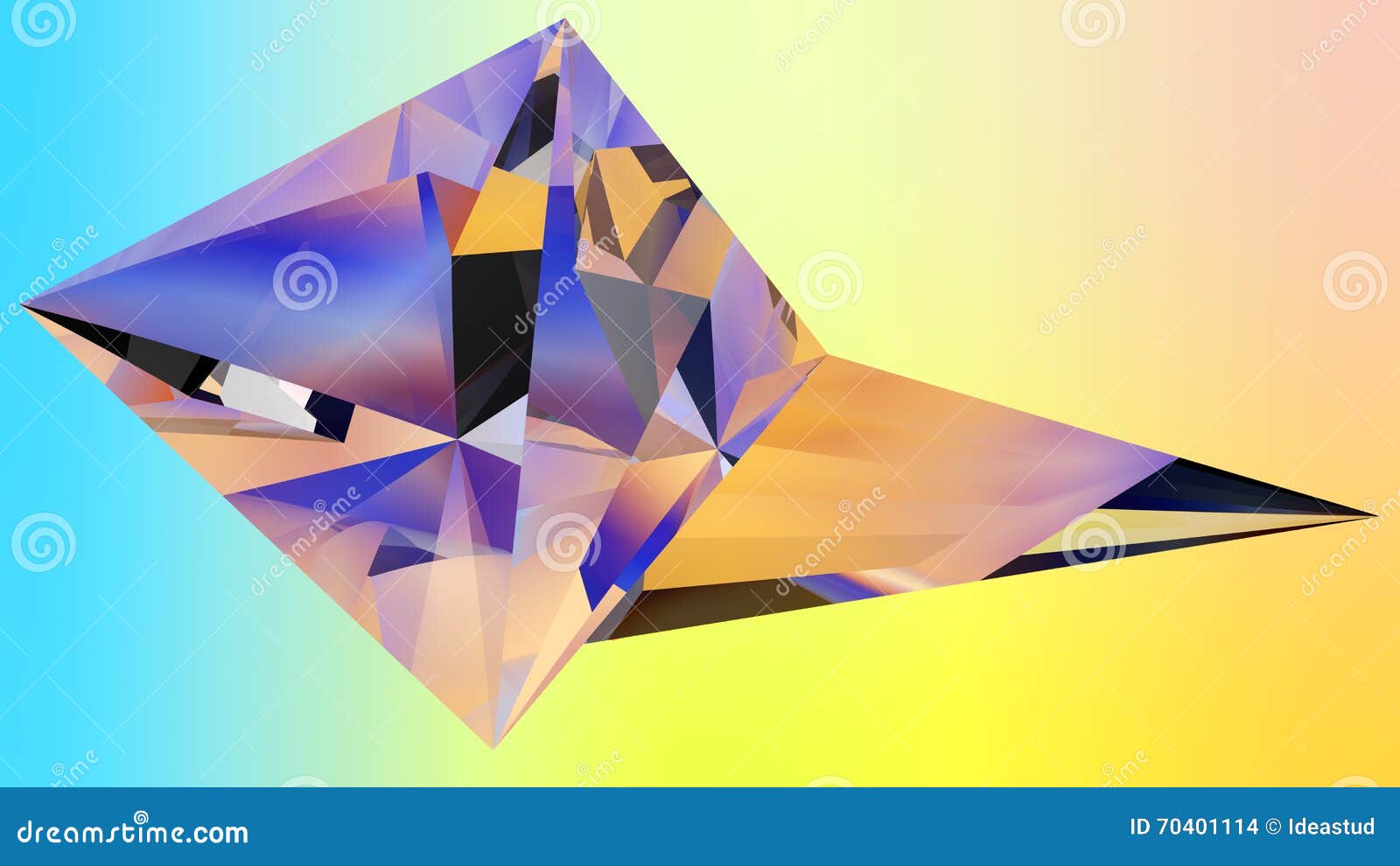 3D Illustration of Irregular Polygonal Object Stock Illustration ...
