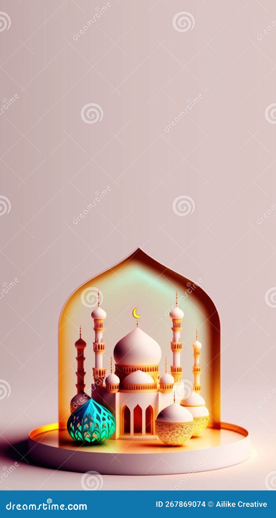 Islamic Social Center Vector Illustration Featuring Mosques ...