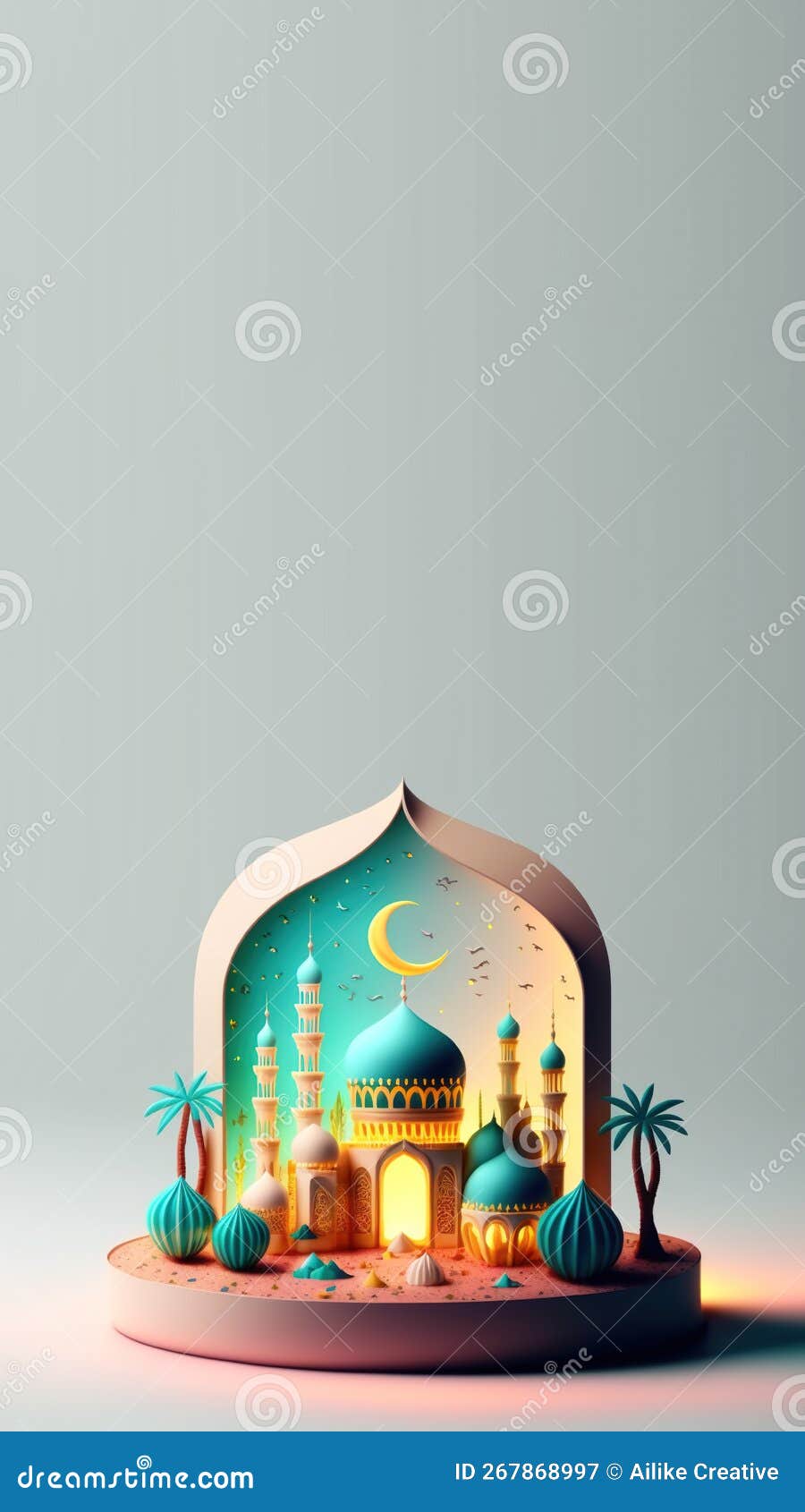 3D Illustration of Islamic Social Media Post Background Stock ...