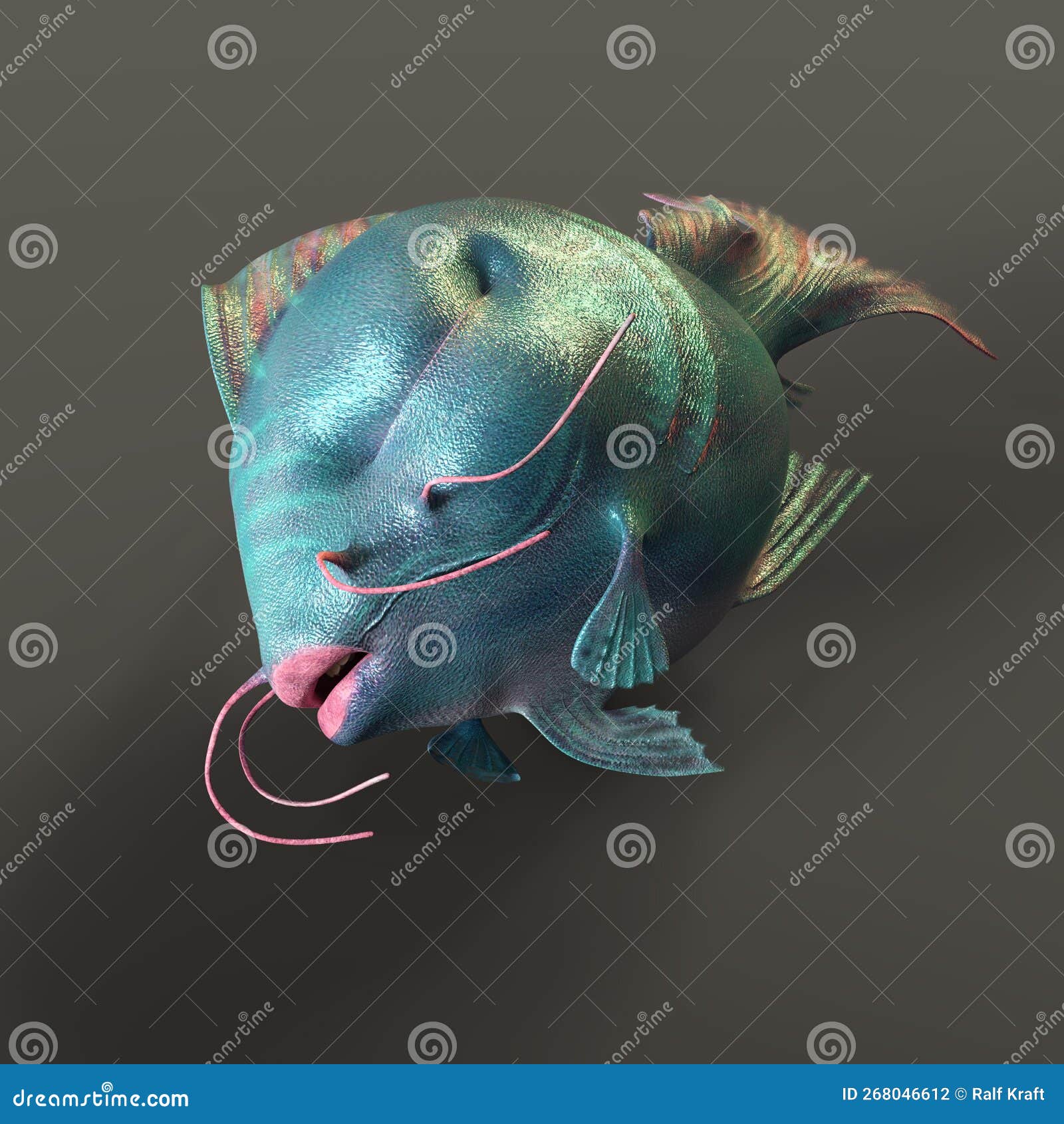 3d-illustration of an Isolated Colorful Alien Fantasy Fish Creature ...