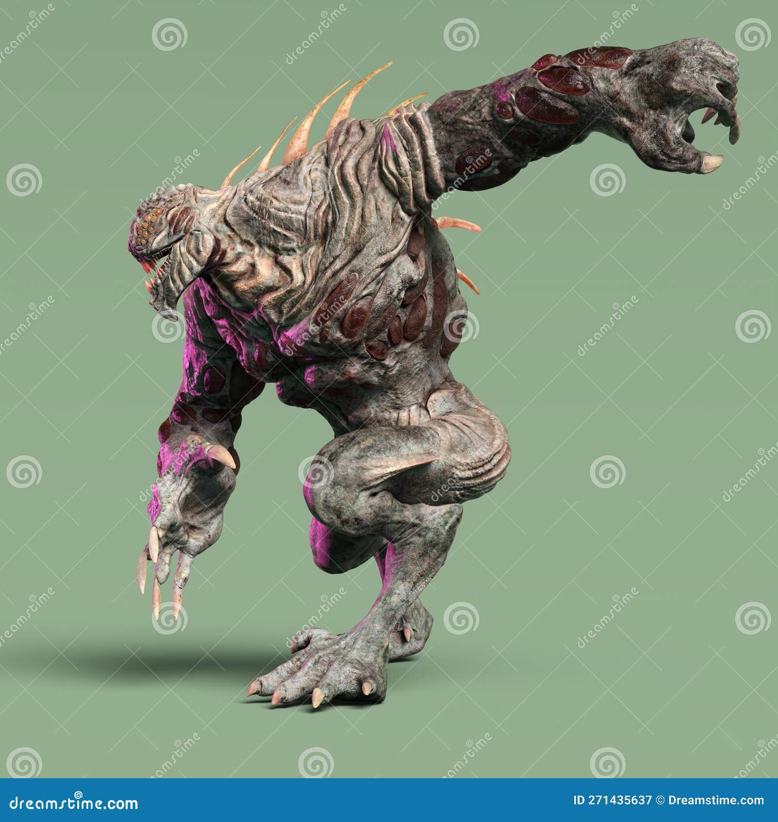 3D-illustration of an Isolated Dangerous Alien Very Strong with Razor ...