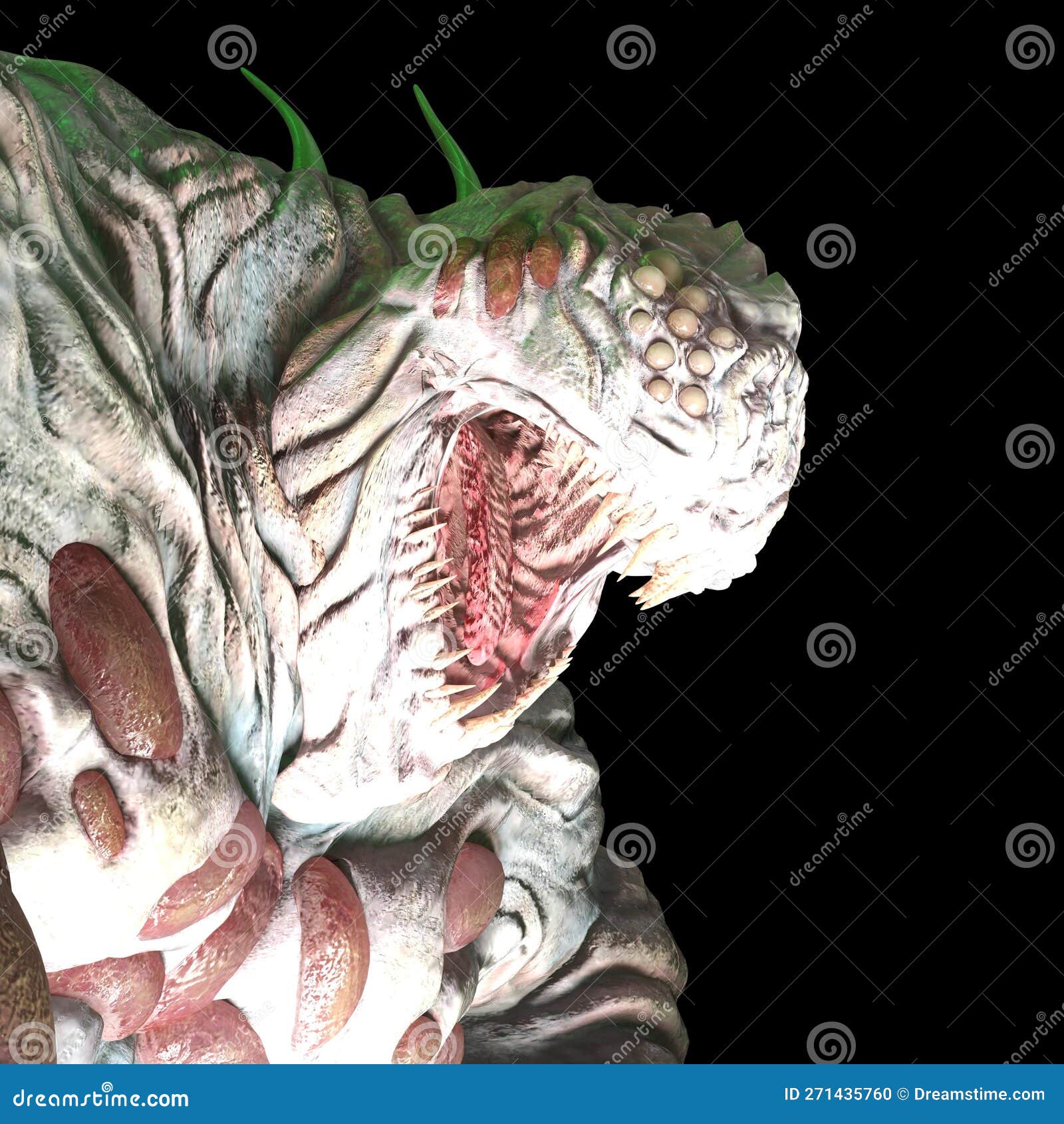 3D-illustration of an Isolated Dangerous Alien Very Strong with Razor ...