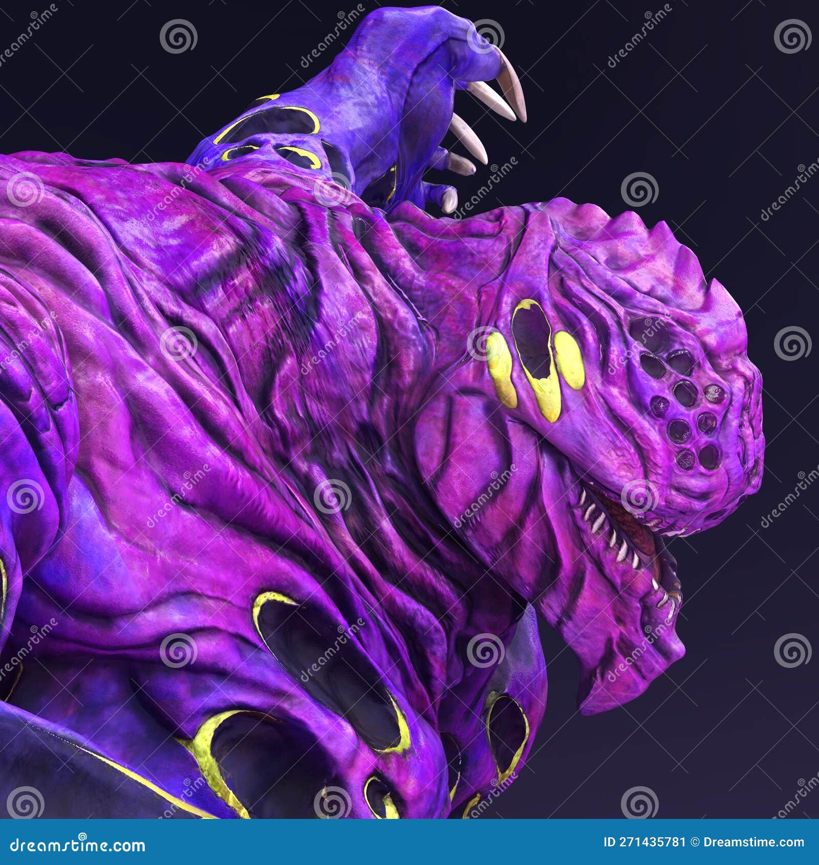 3D-illustration of an Isolated Dangerous Alien Very Strong with Razor ...