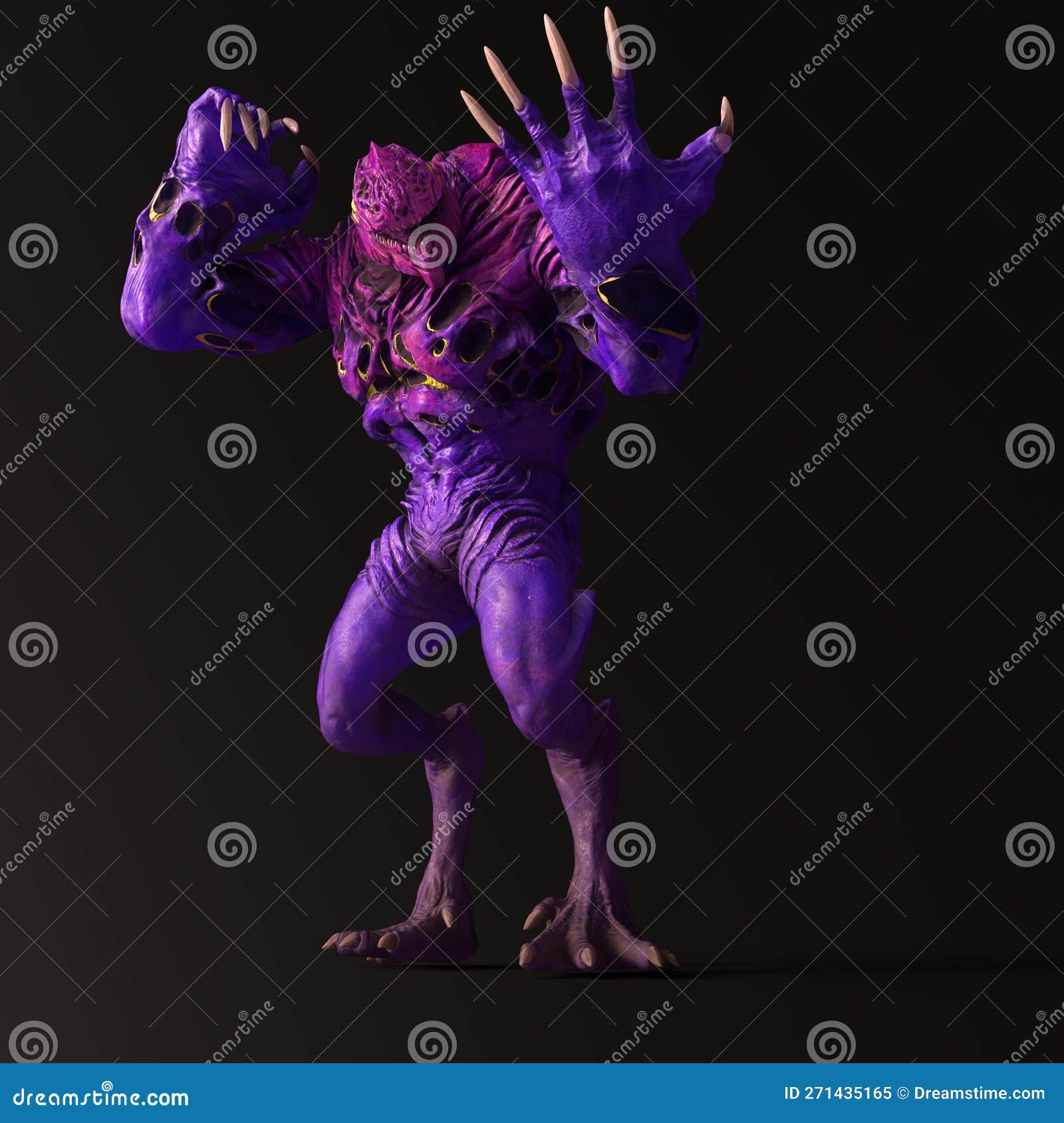 3D-illustration of an Isolated Dangerous Alien Very Strong with Razor ...