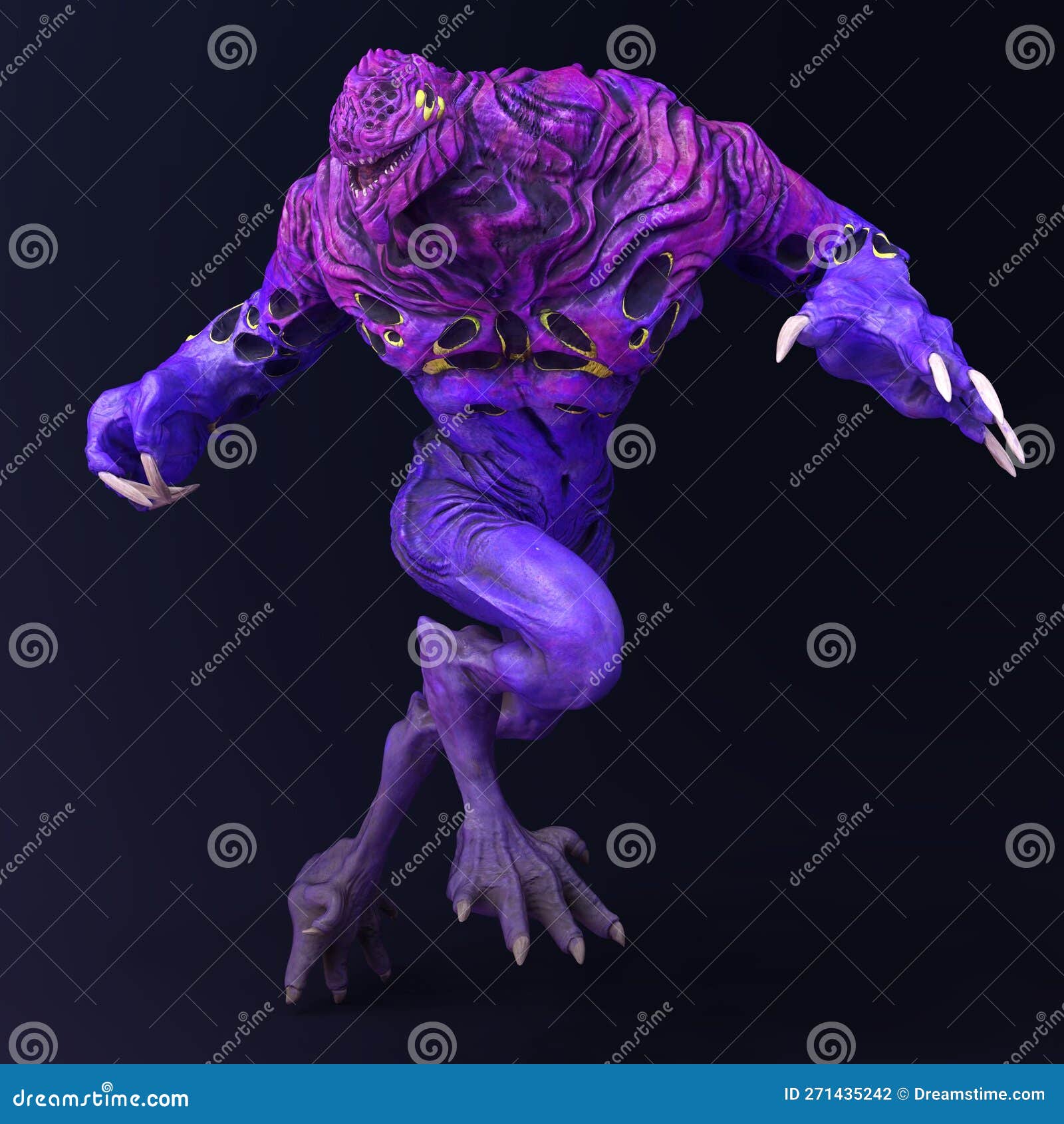 3D-illustration of an Isolated Dangerous Alien Very Strong with Razor ...