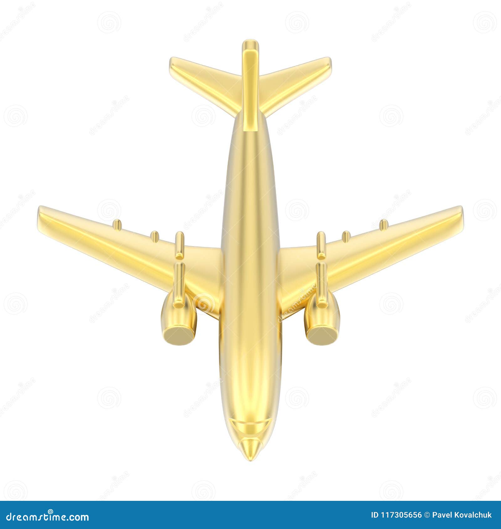 3D Illustration Isolated Gold Airplane Stock Illustration ...