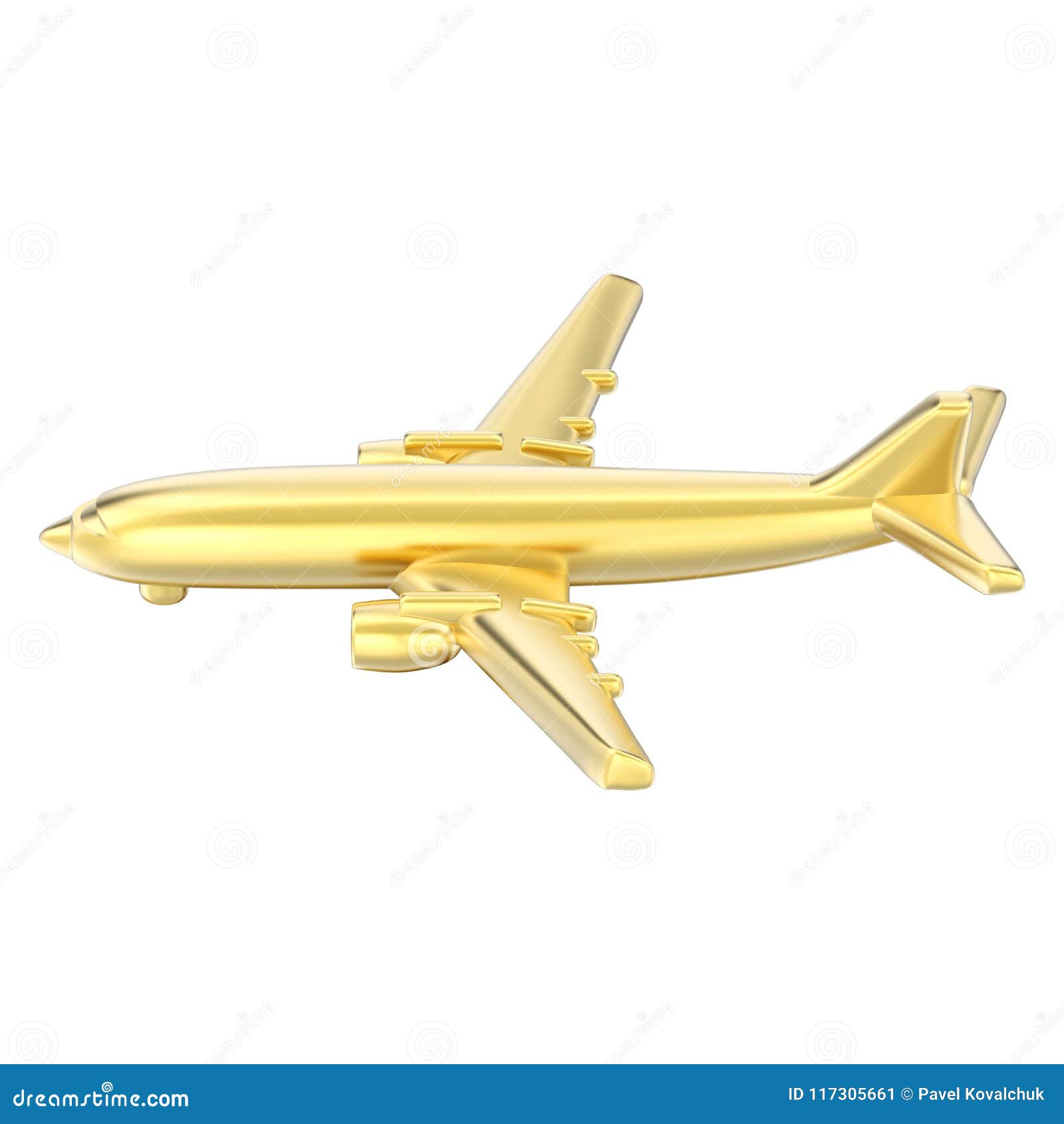 3D Illustration Isolated Gold Airplane Stock Illustration ...