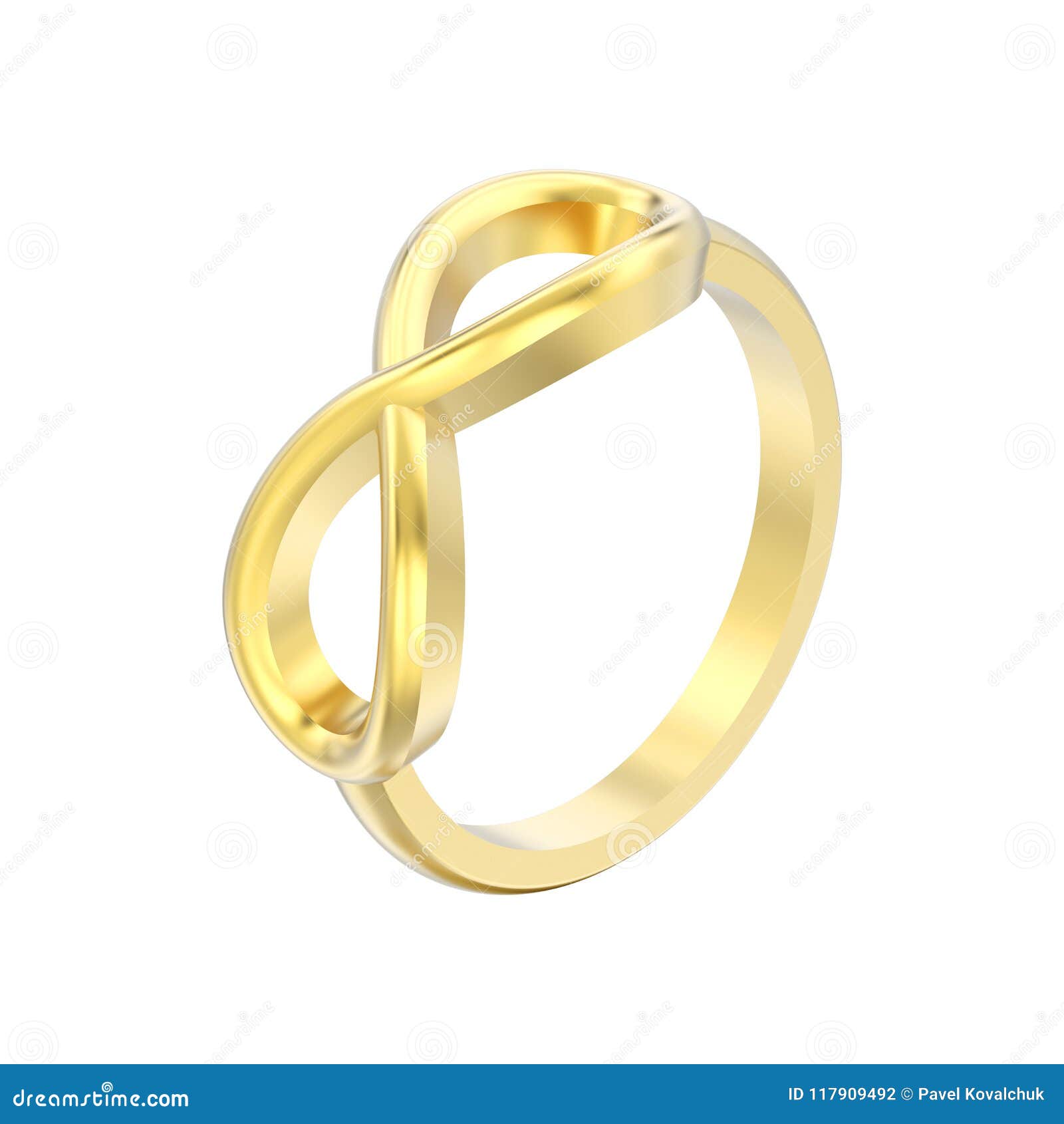 3D Illustration Isolated Gold Simple Infinity Ring Stock Illustration ...