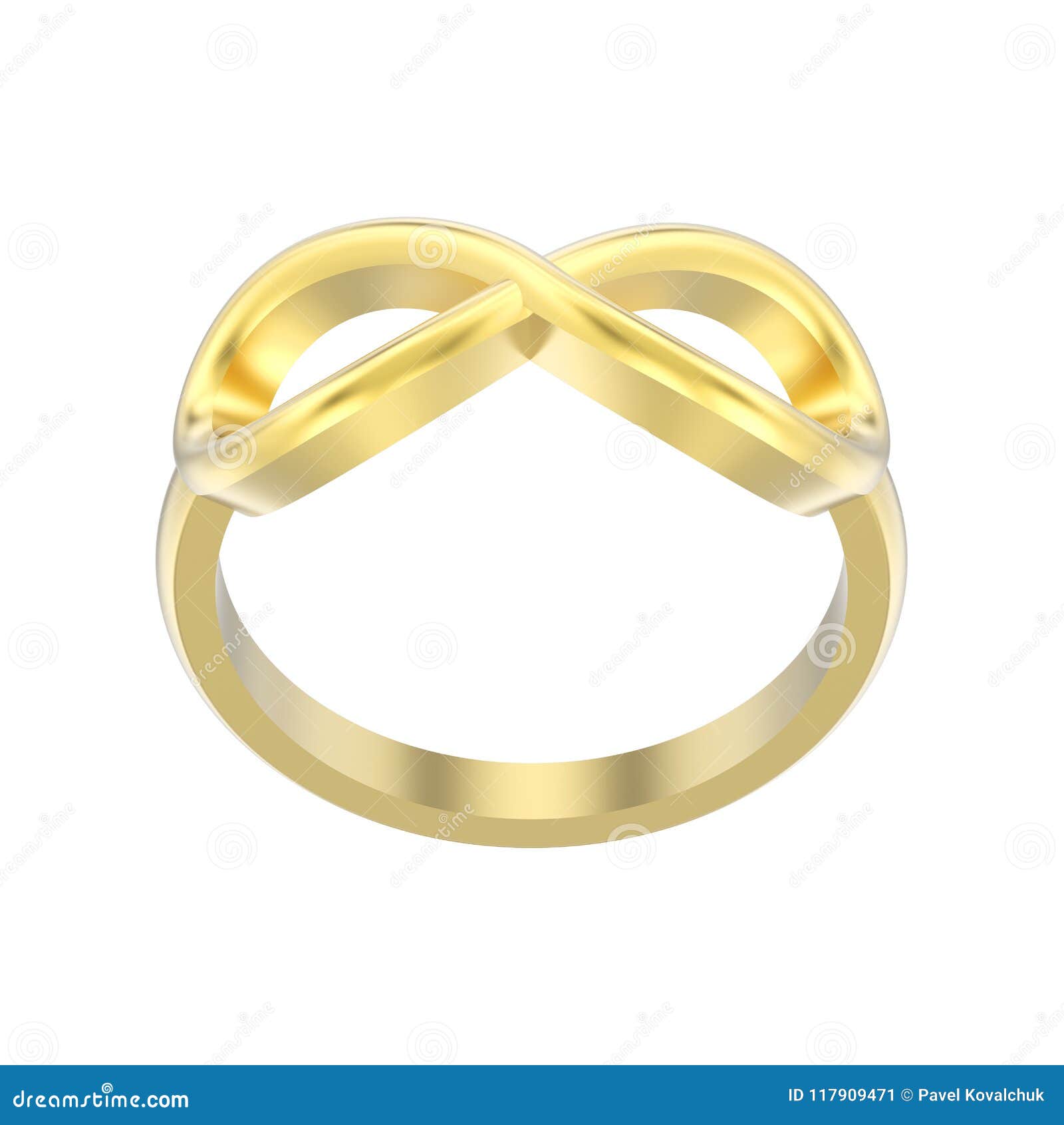 3D Illustration Isolated Gold Simple Infinity Ring Stock Illustration ...
