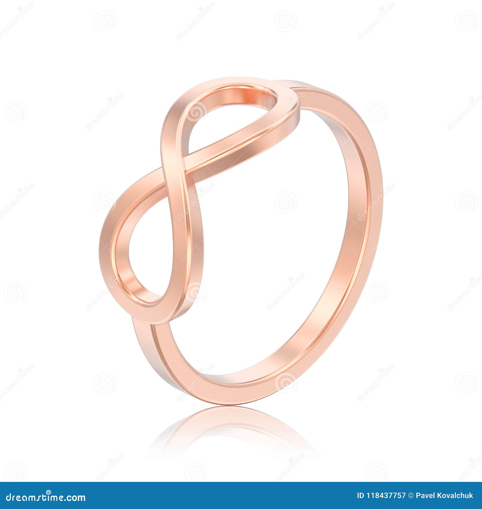 3D Illustration Isolated Rose Gold Simple Infinity Ring with Ref Stock ...