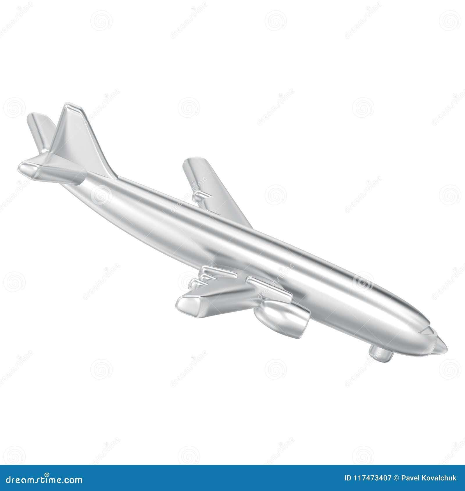 3D Illustration Isolated Silver Airplane Stock Illustration ...