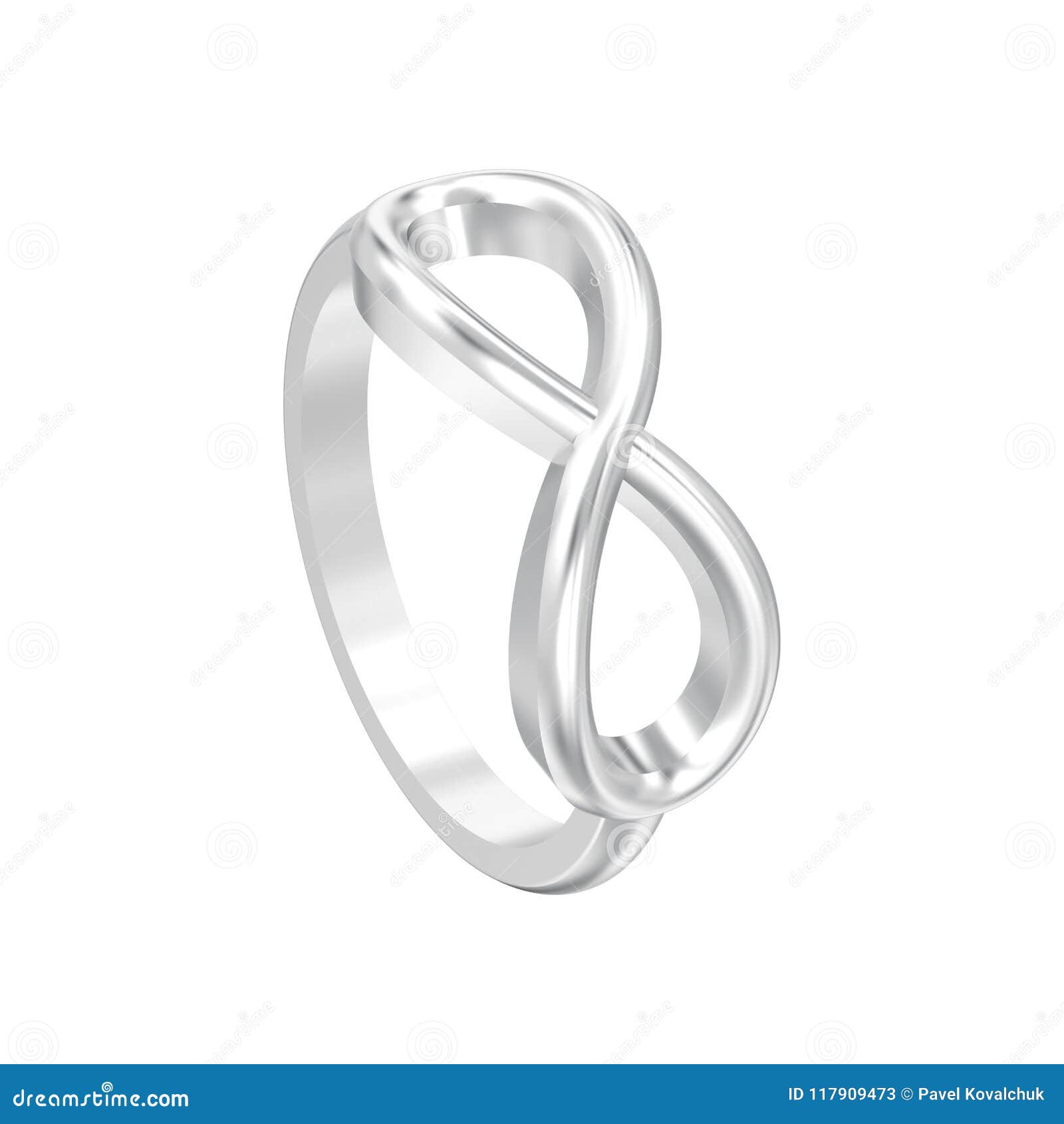 3D Illustration Isolated Silver Simple Infinity Ring Stock Illustration ...