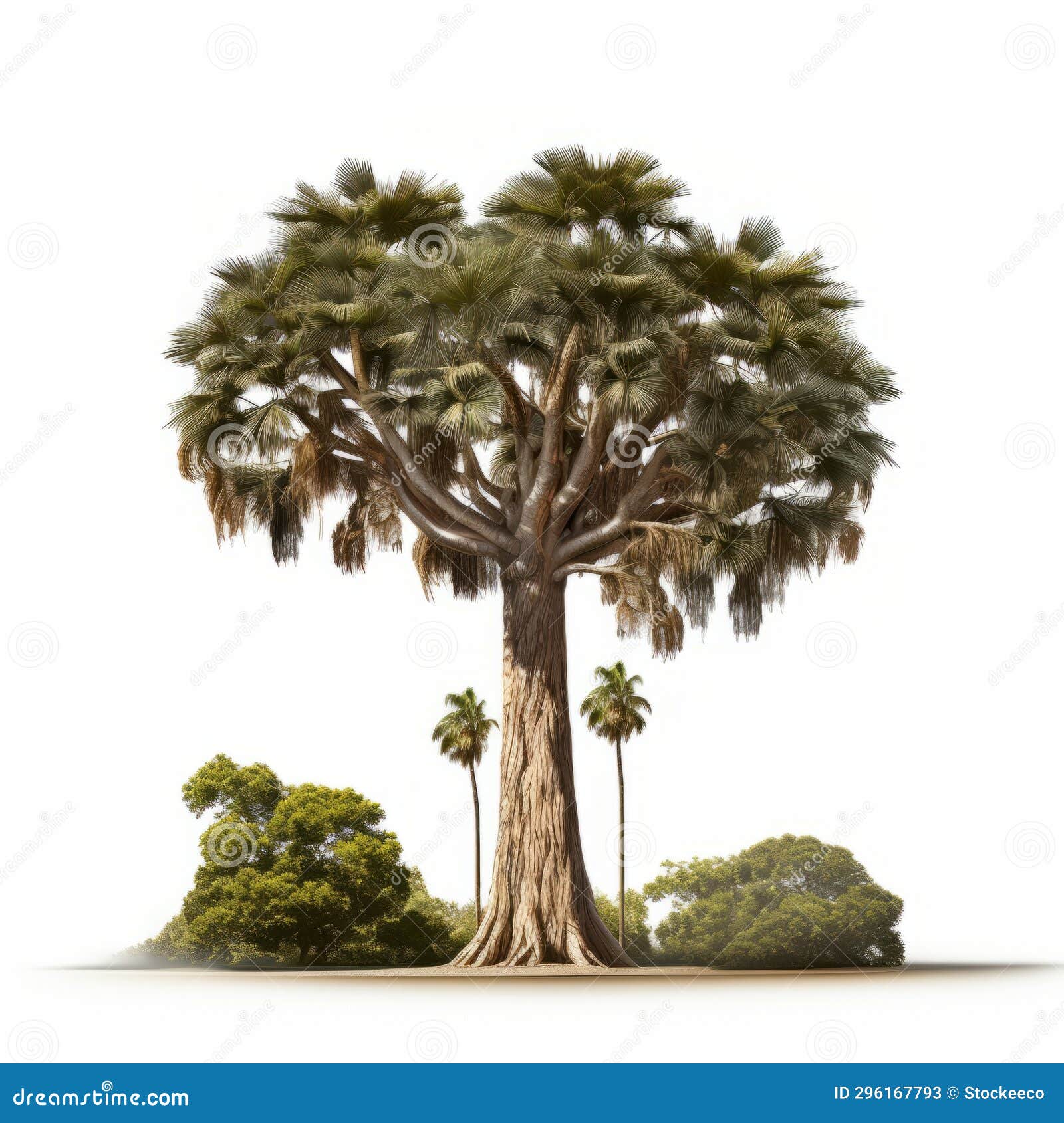 Photo-realistic Sycamore Palm Tree Planter on White Background Stock ...