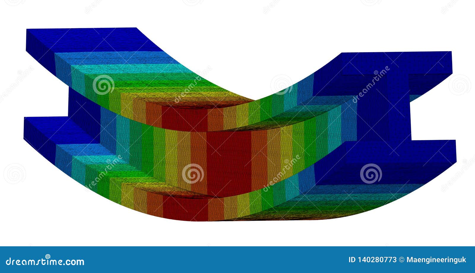 3D Illustration. Isometric Deflection Plot of an I Beam in Bending ...