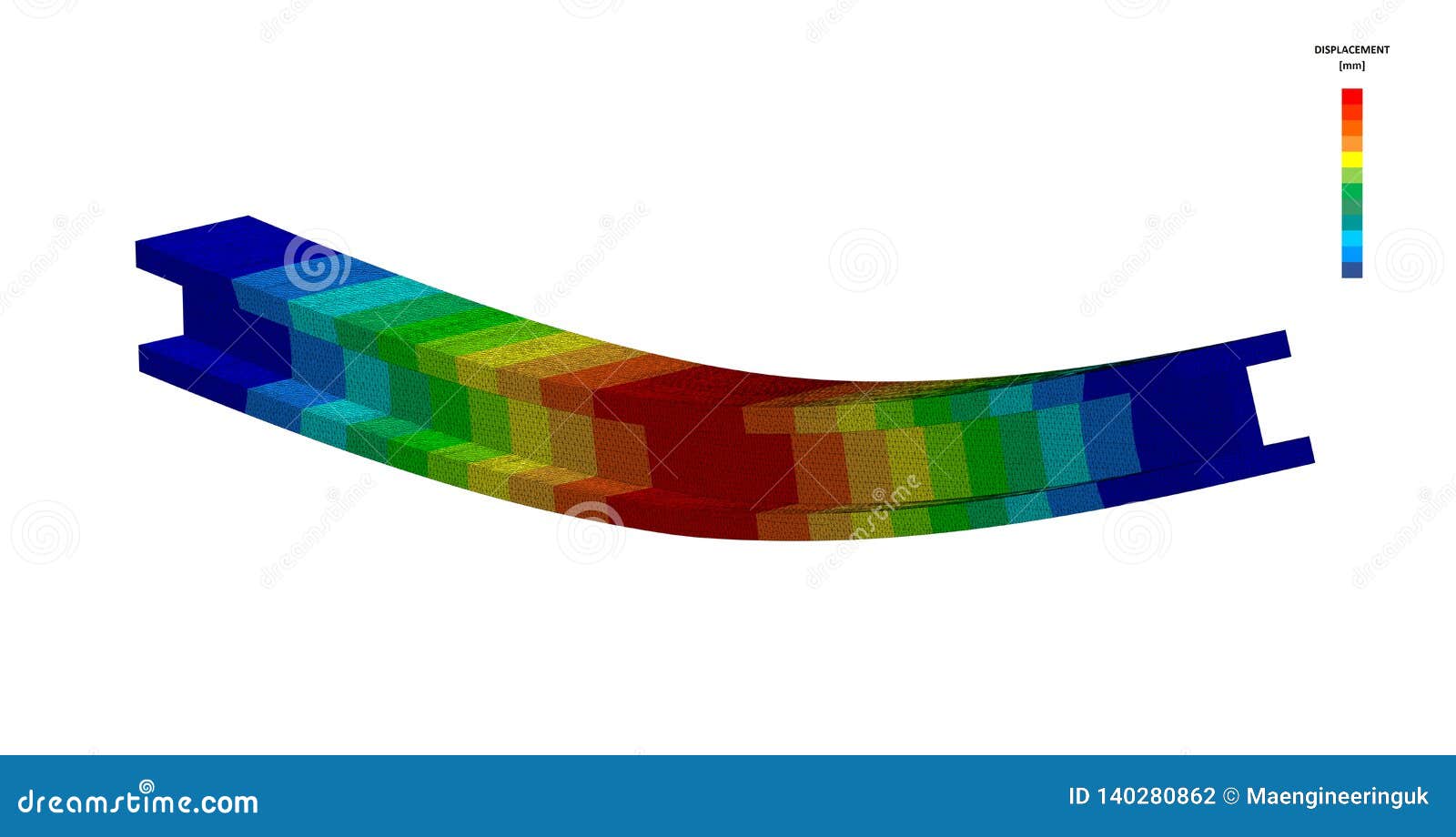 3D Illustration. Isometric View of a Deflection Plot of an I Beam in ...