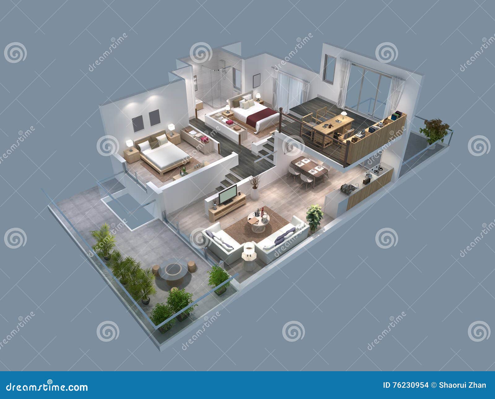 3d Illustration of Isometric View of a Villa Stock Illustration ...