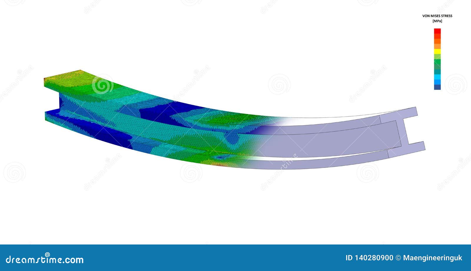 3D Illustration. Isometric View of a Von Mises Stress Plot & CAD Model ...