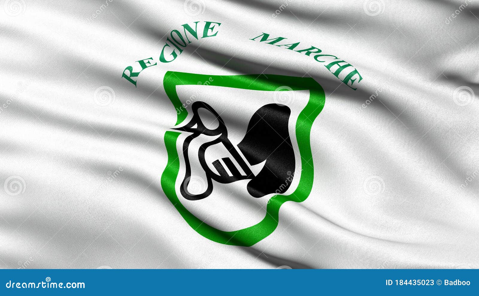3D Illustration of the Italian State Flag of Marche Waving in the Wind ...