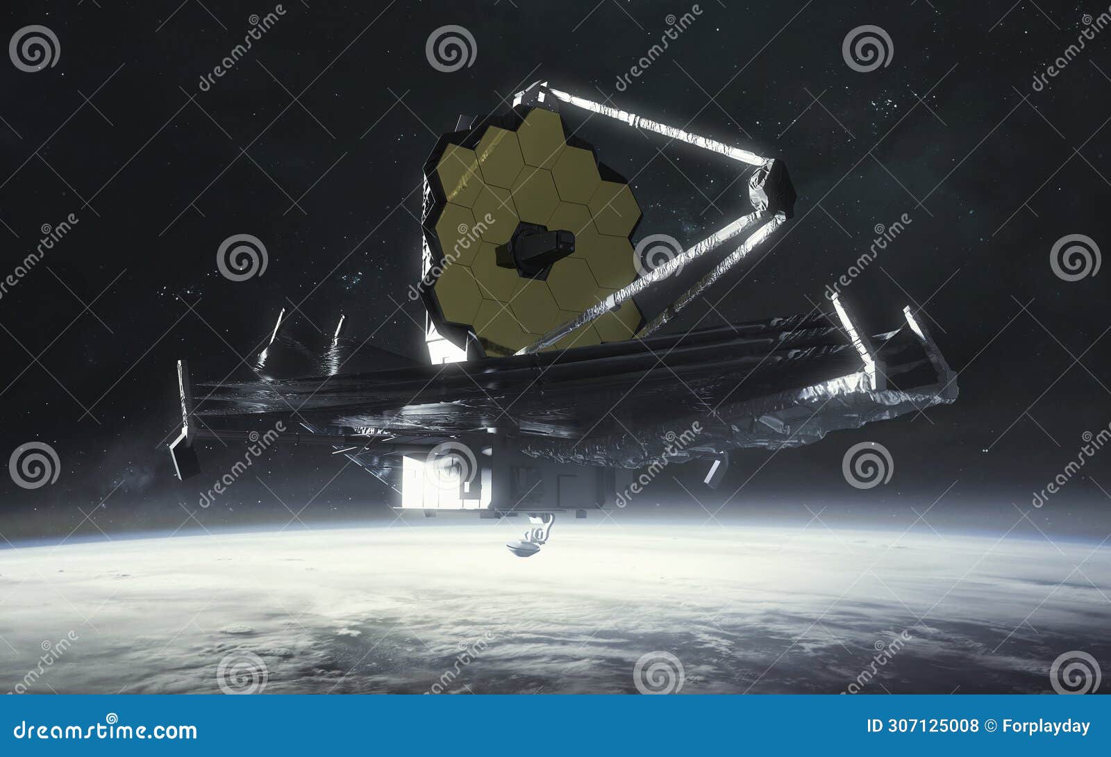 3D Illustration of the James Webb Telescope Working. JWST Launch Art ...