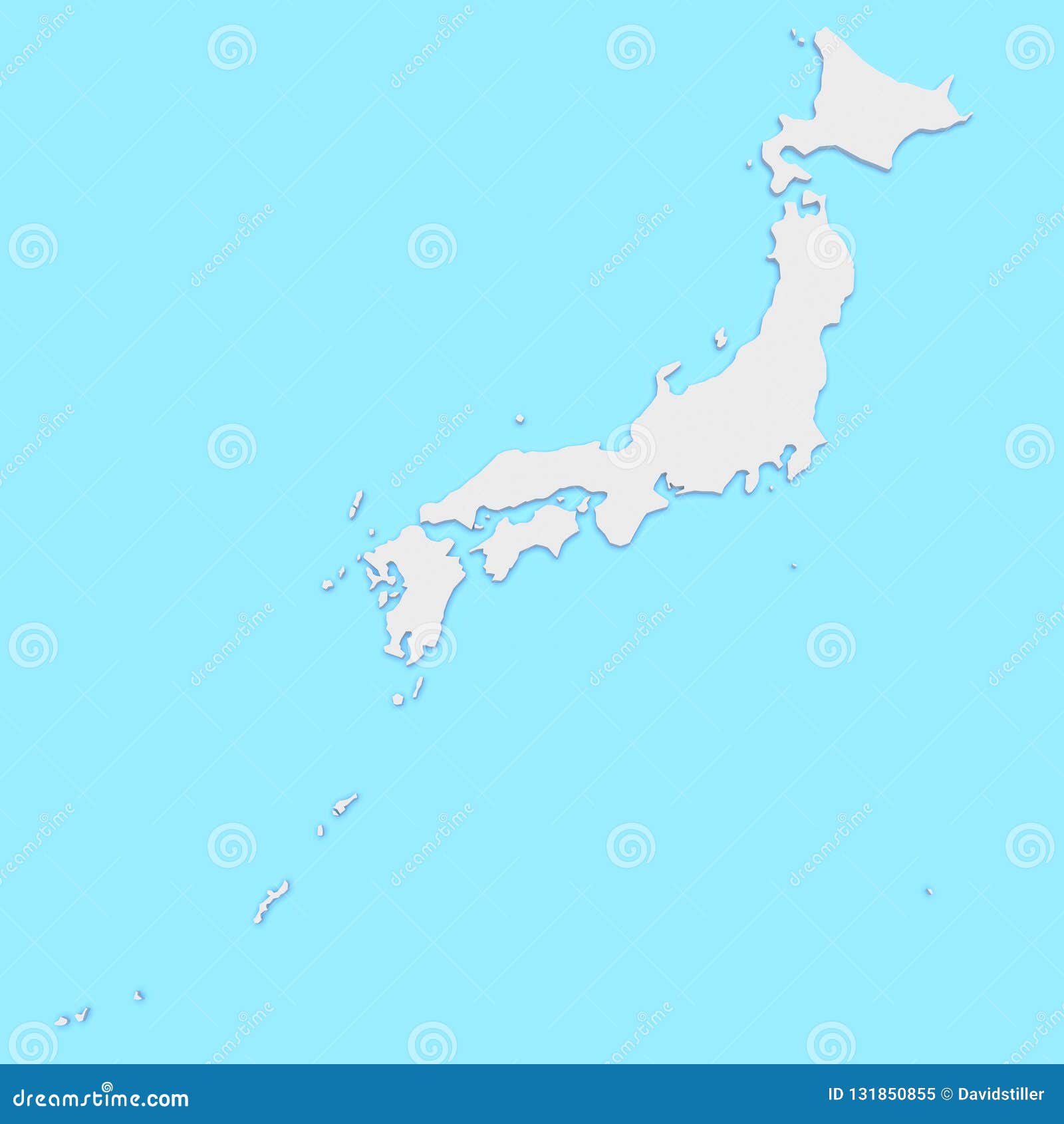 3d Illustration of Japan Map on Blue Stock Illustration - Illustration ...