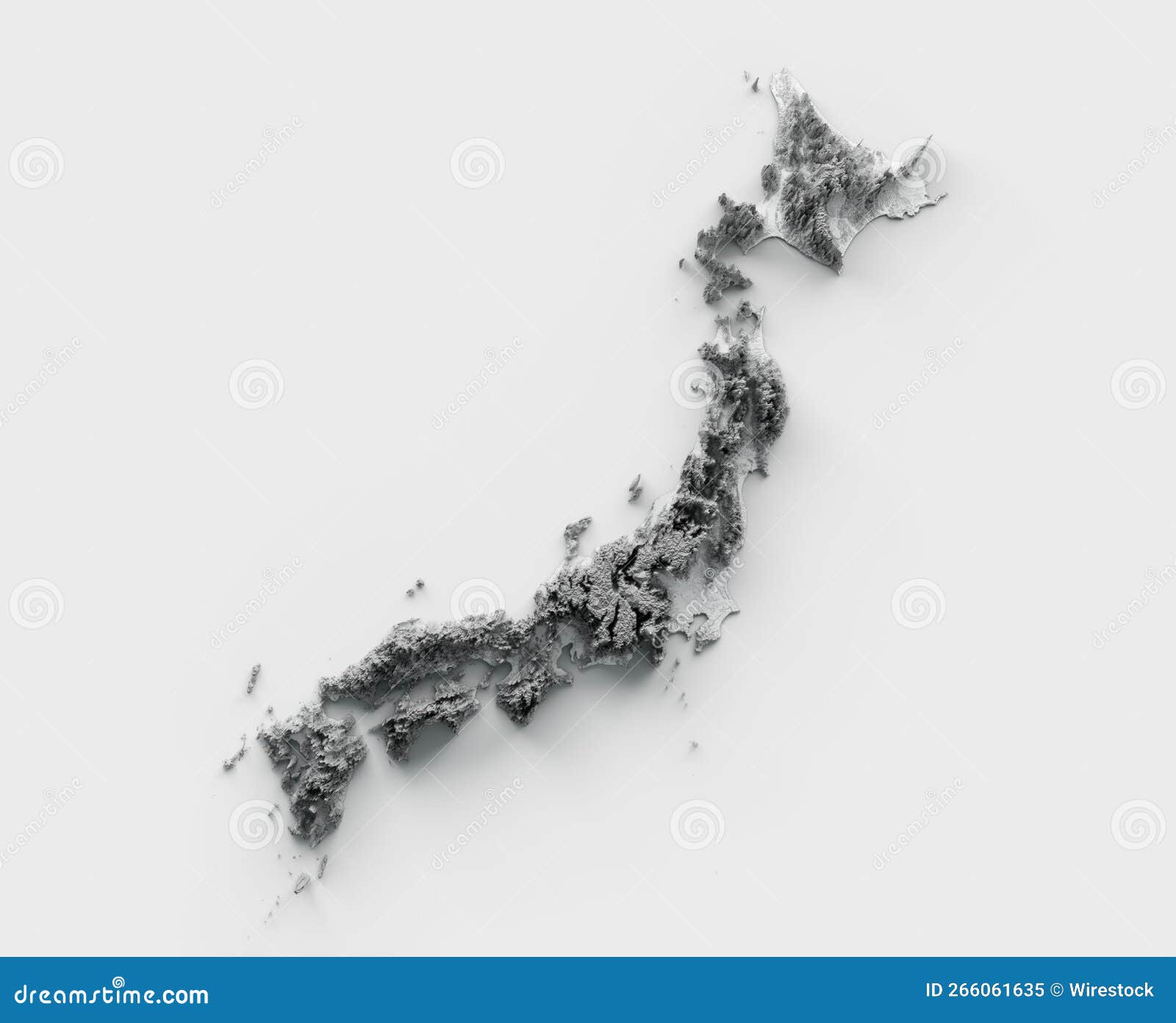 3d Illustration of the Japan Topographic Map on a White Background ...