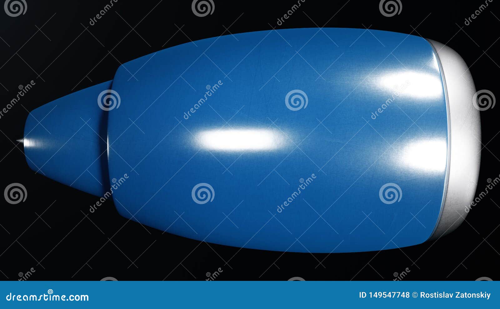 3D Illustration Jet Engine, Side View Jet Engine. Isolated On Black ...