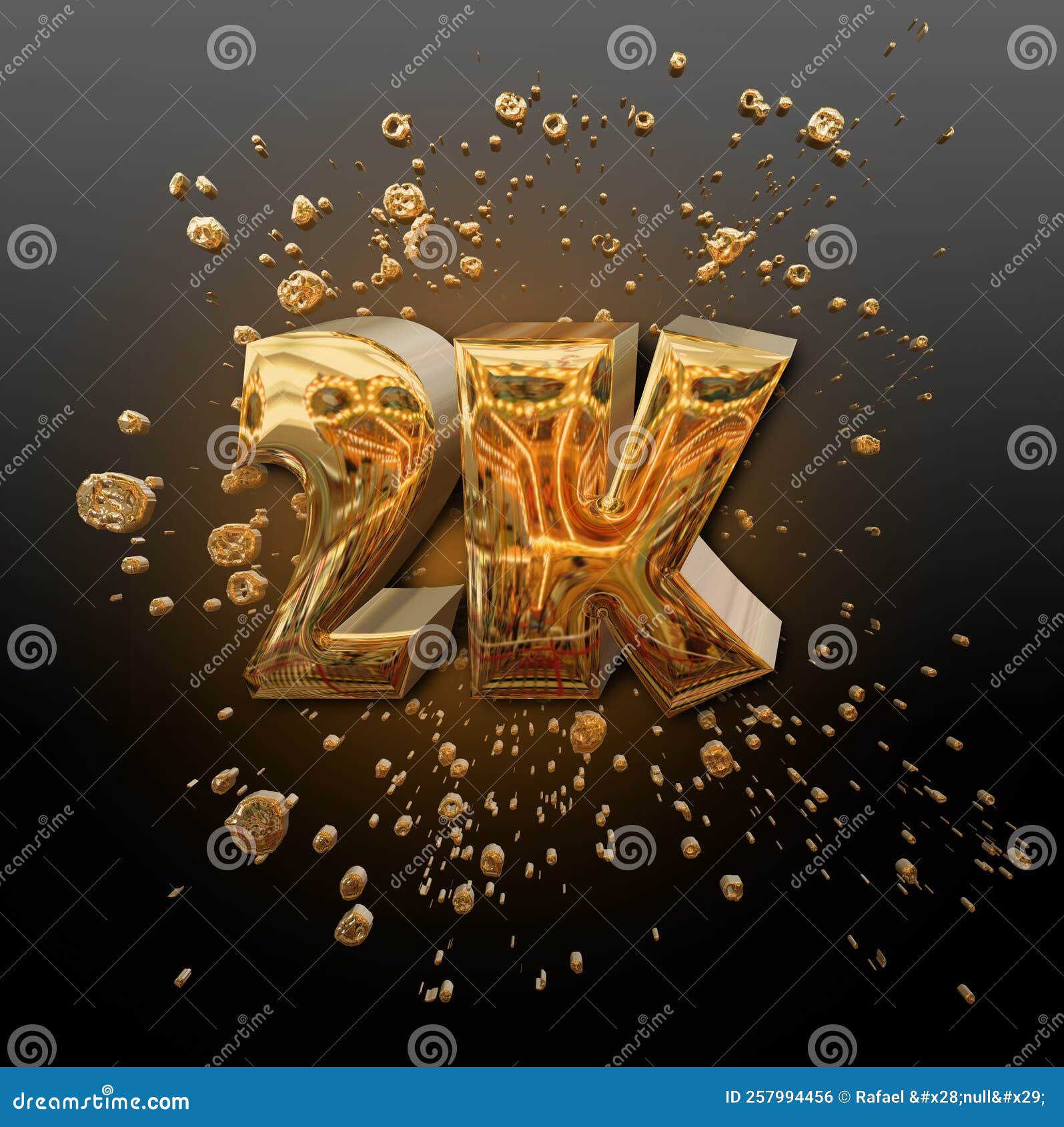 3d Illustration 2k Gold Number Stock Illustration - Illustration of ...