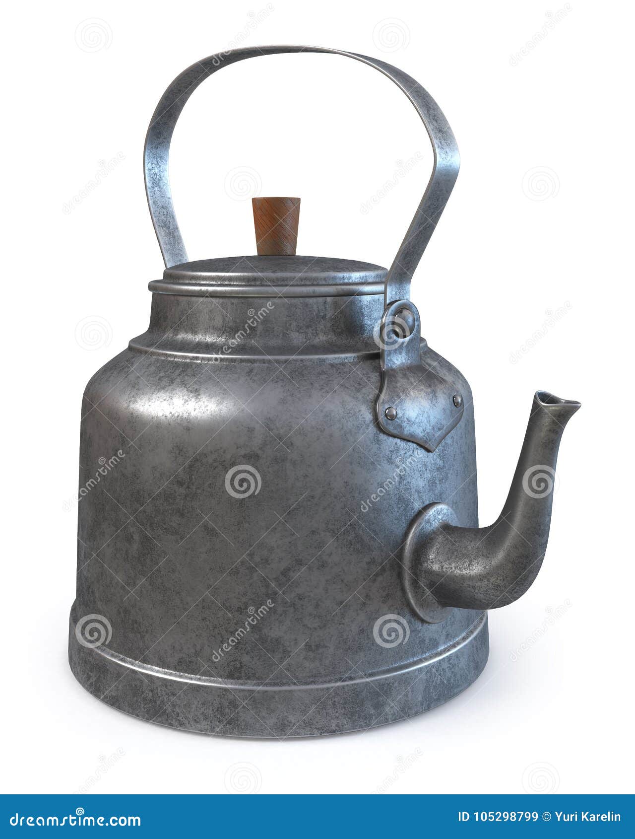 3d Illustration Kettle Iron Retro Stock Illustration - Illustration of ...