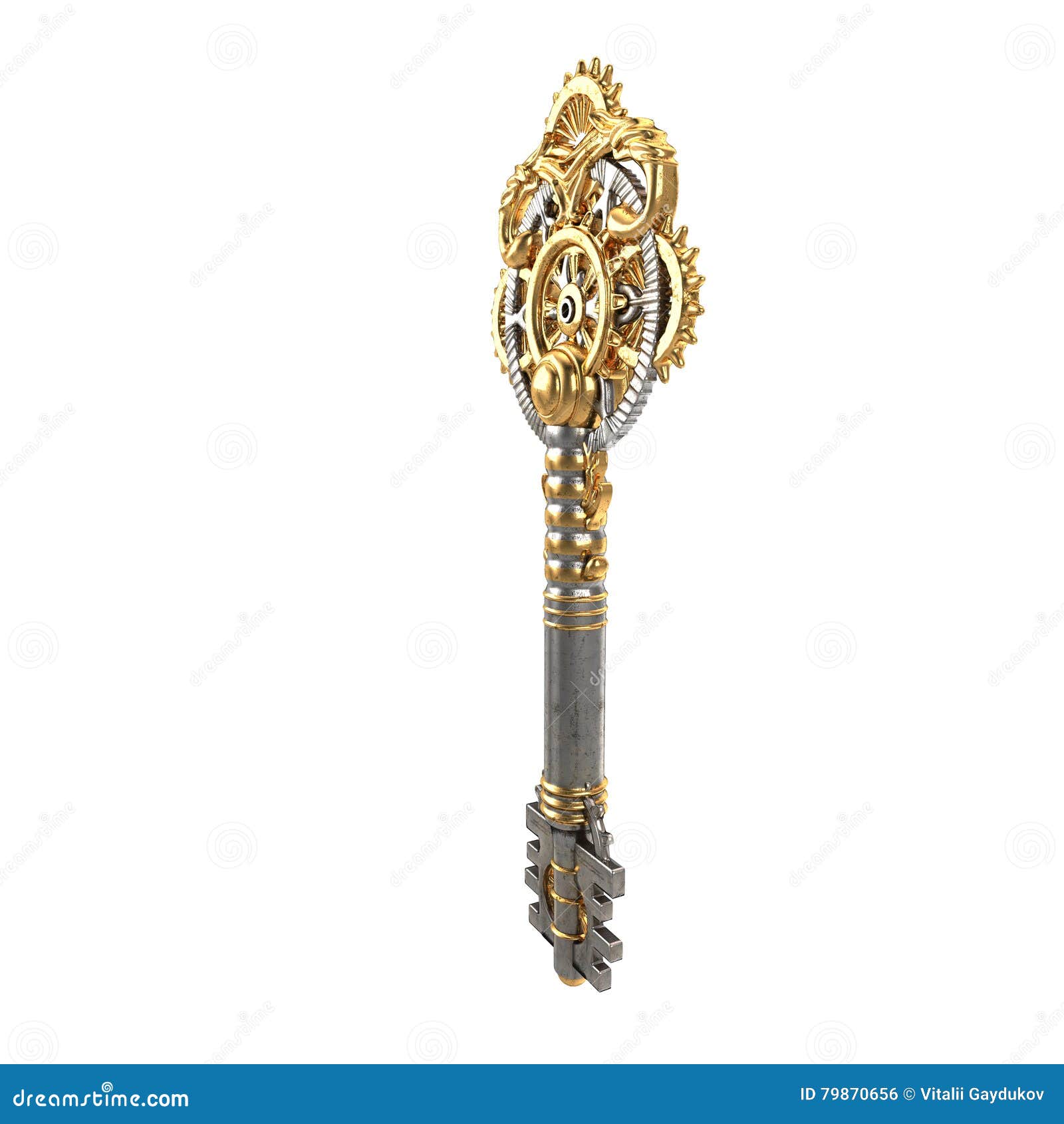 3d Illustration Key Fantasy in the Style of Steampunk on an Isolated ...