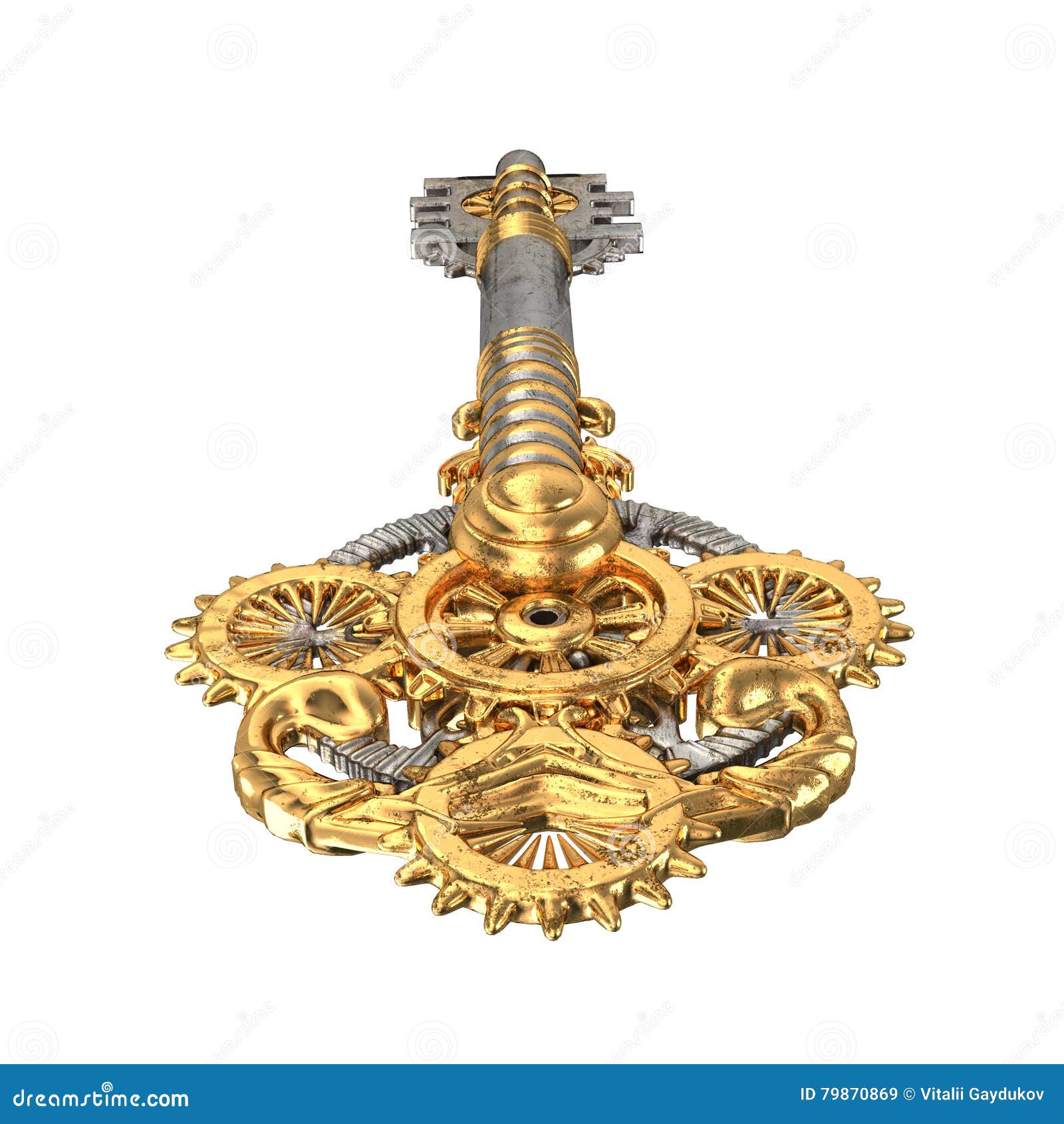 3d Illustration Key Fantasy in the Style of Steampunk on an Isolated ...