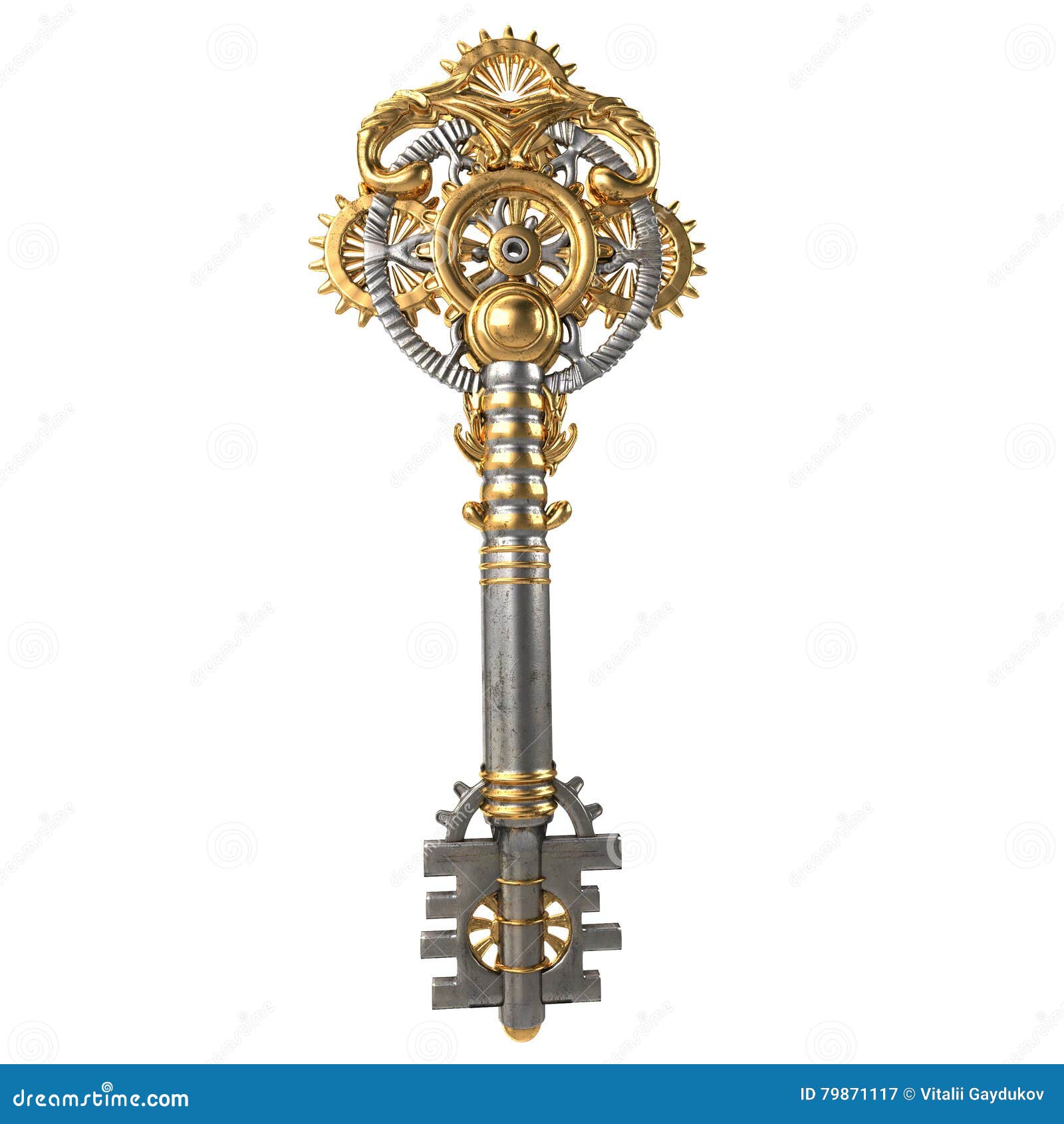 3d Illustration Key Fantasy in the Style of Steampunk on an Isolated ...