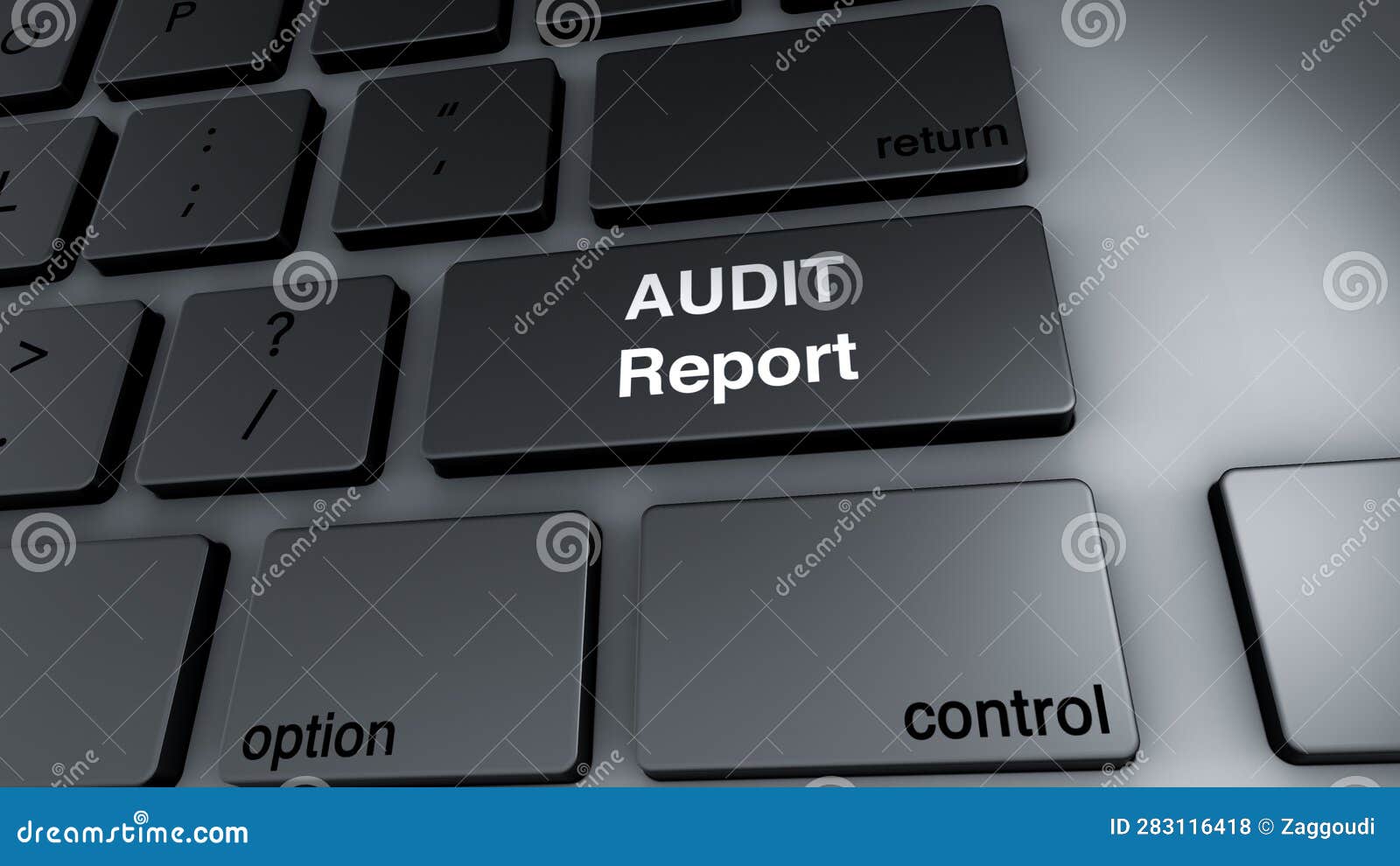 3D Illustration of Keyboard with the Word AUDIT Report Stock ...