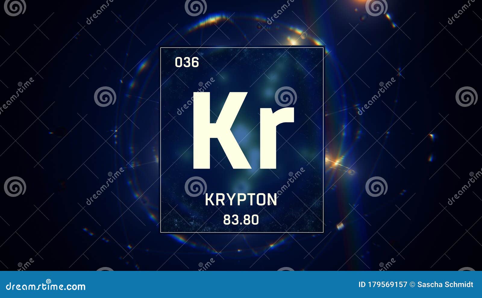 Krypton As Element 36 of the Periodic Table 3D Illustration on Blue ...