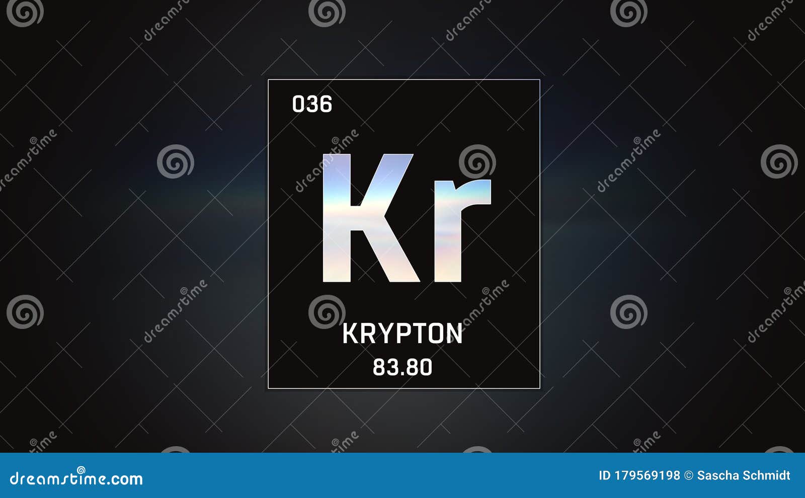 Krypton As Element 36 of the Periodic Table 3D Illustration on Grey ...