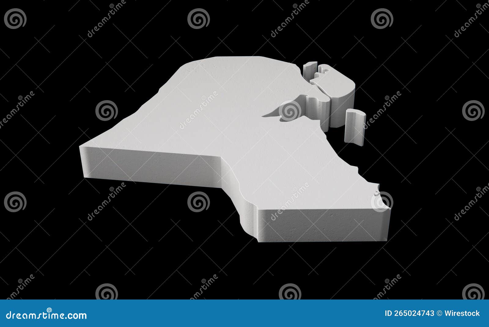 3D Illustration of the Kuwait Map Cartography and Topology Stock ...