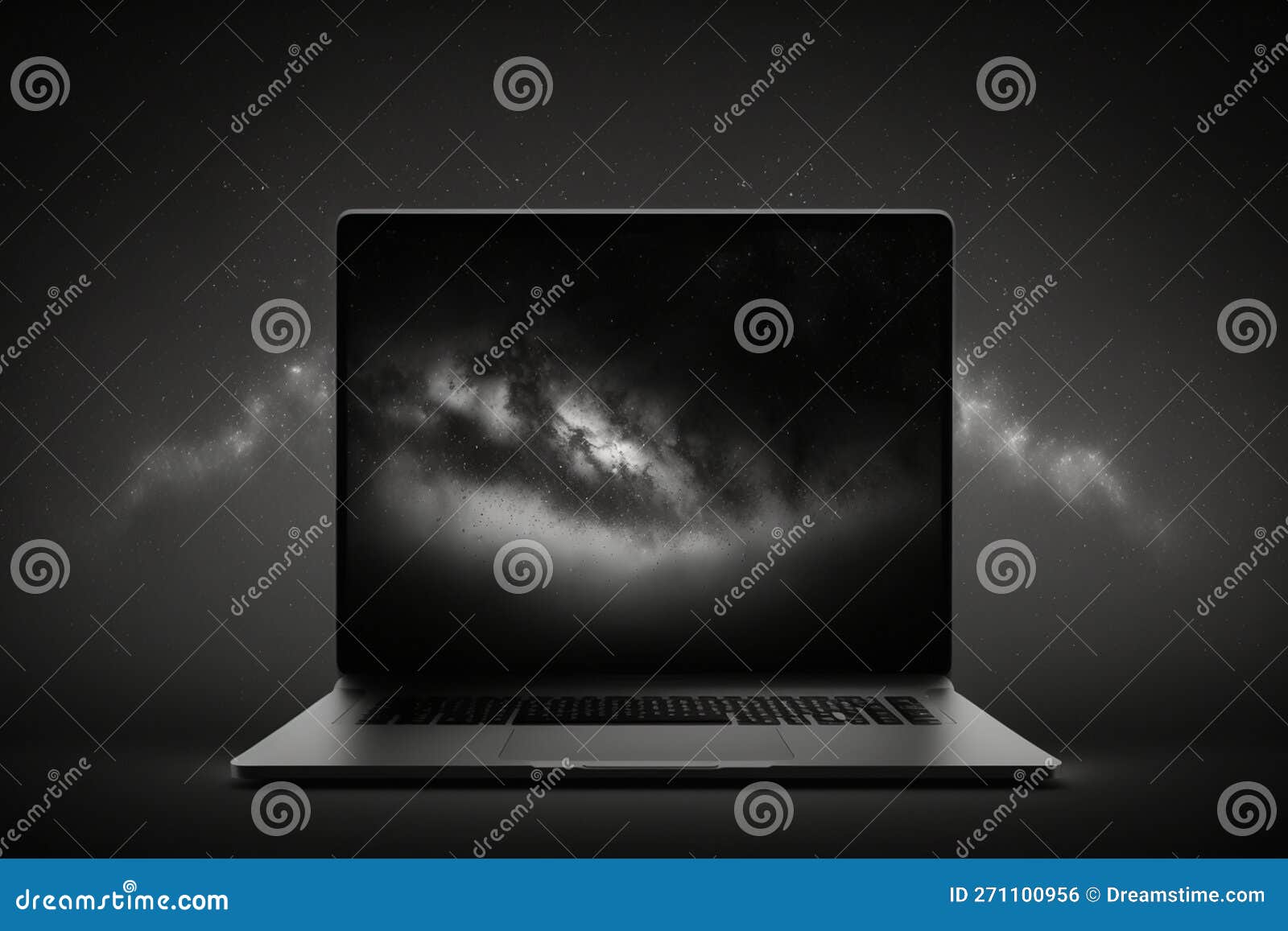 A 3D Illustration of a Laptop Isolated on a Black Background, with an ...