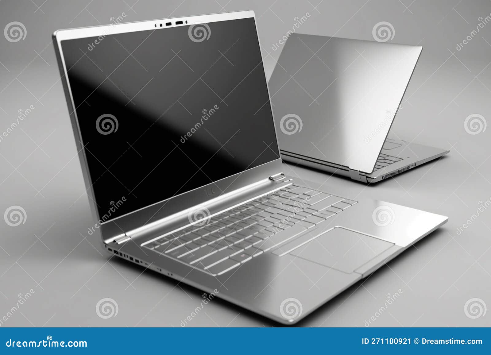 A 3D Illustration of a Laptop Isolated on a White Background, with an ...