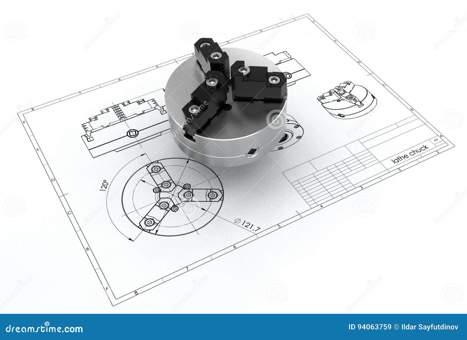 3d Illustration of Lathe Chuk Stock Illustration - Illustration of chuk ...