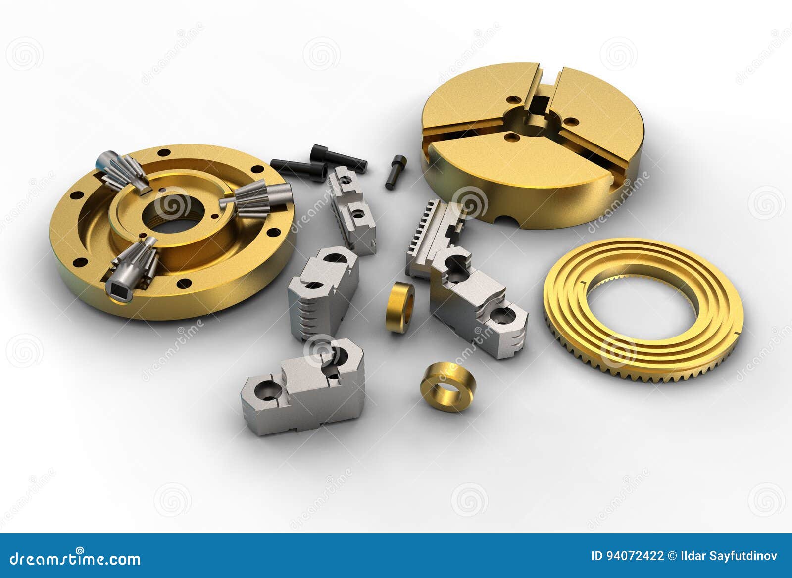 3d Illustration of Lathe Chuk Stock Illustration - Illustration of hole ...