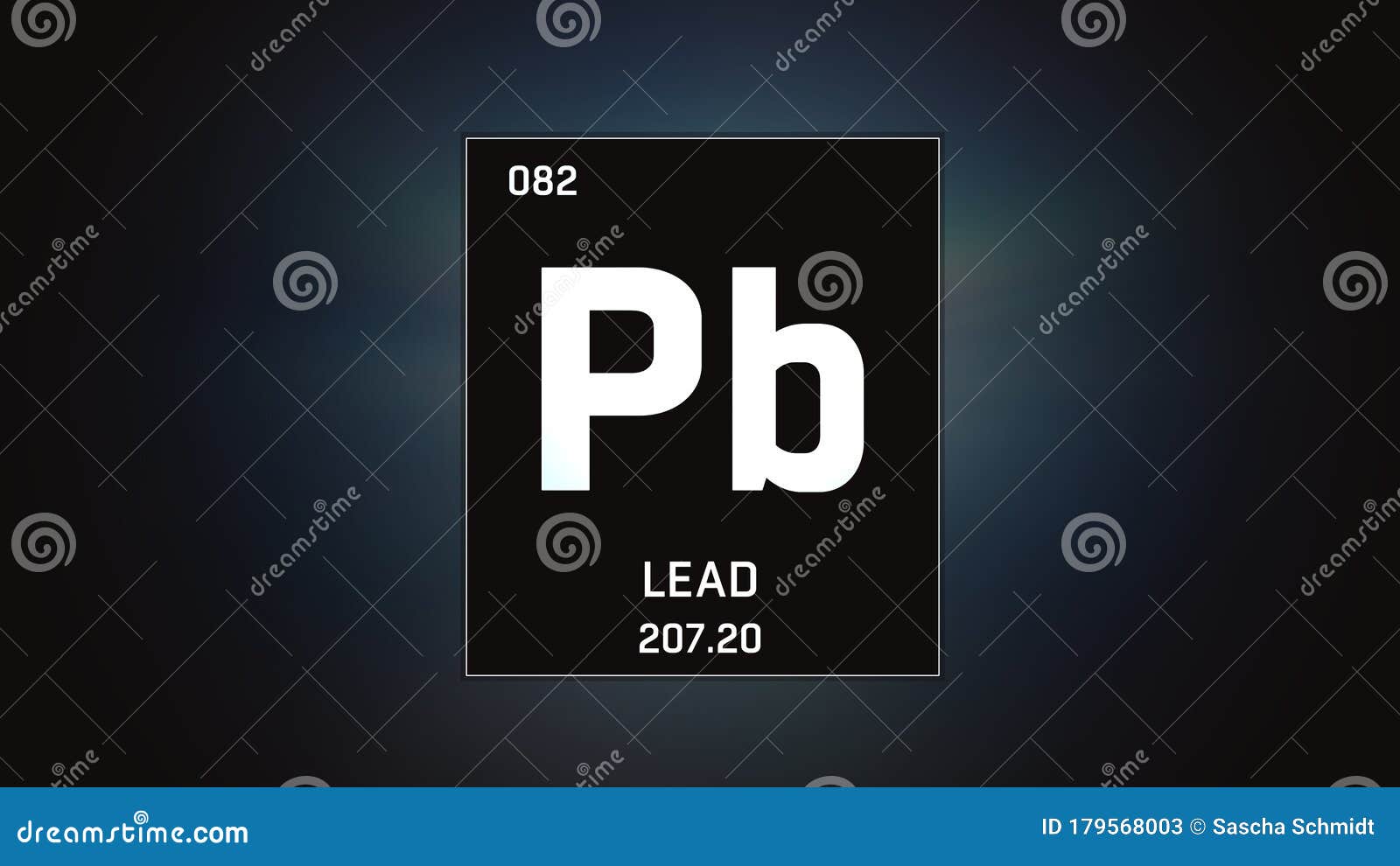 Lead As Element 82 of the Periodic Table 3D Illustration on Grey ...