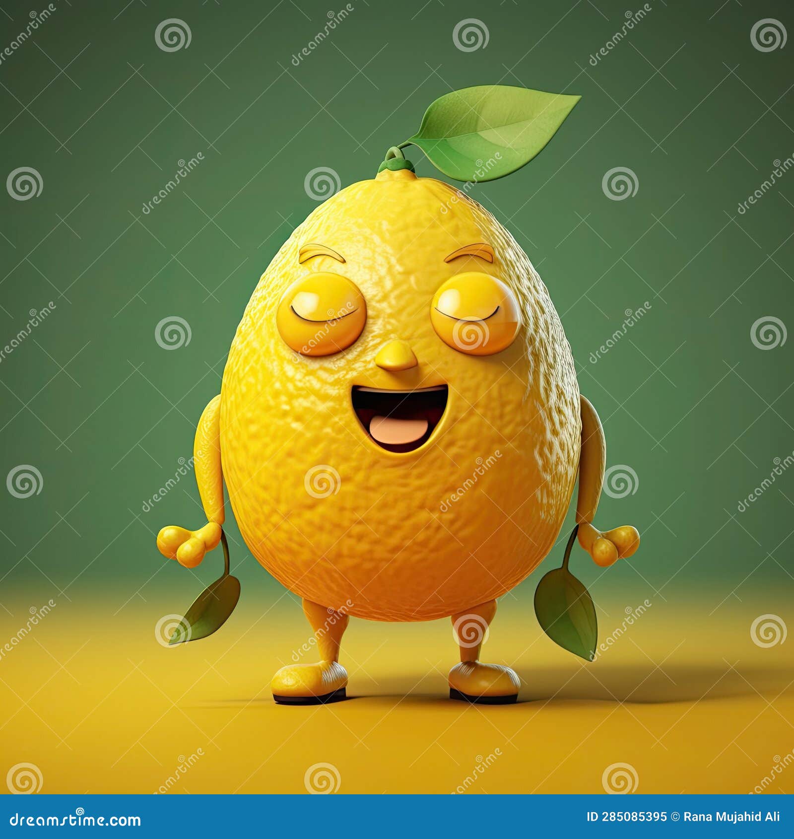 3D Illustration of Lemon Character that is Drawn in Cartoon Style, AI ...