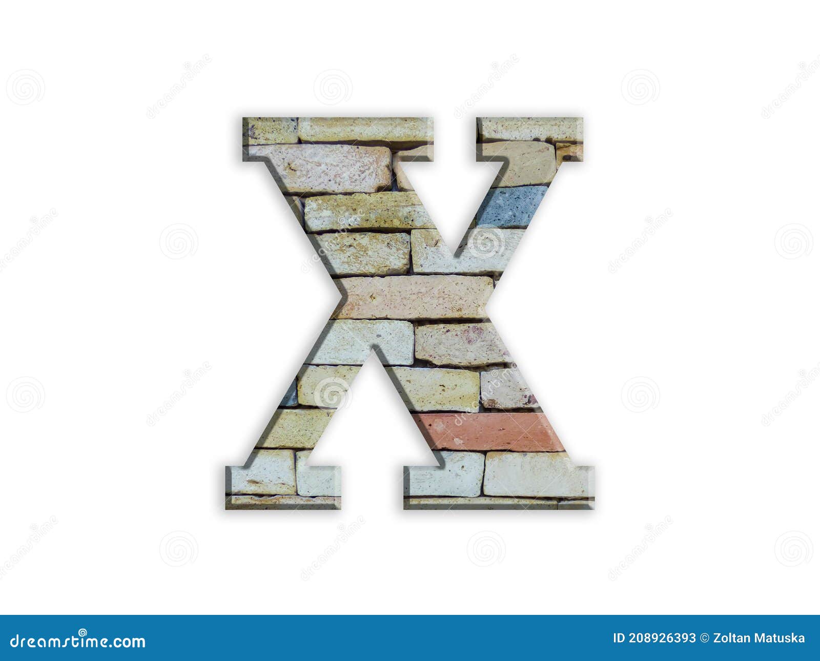 3D Illustration Letter X Brick Structure Alphabet Font Isolated on ...