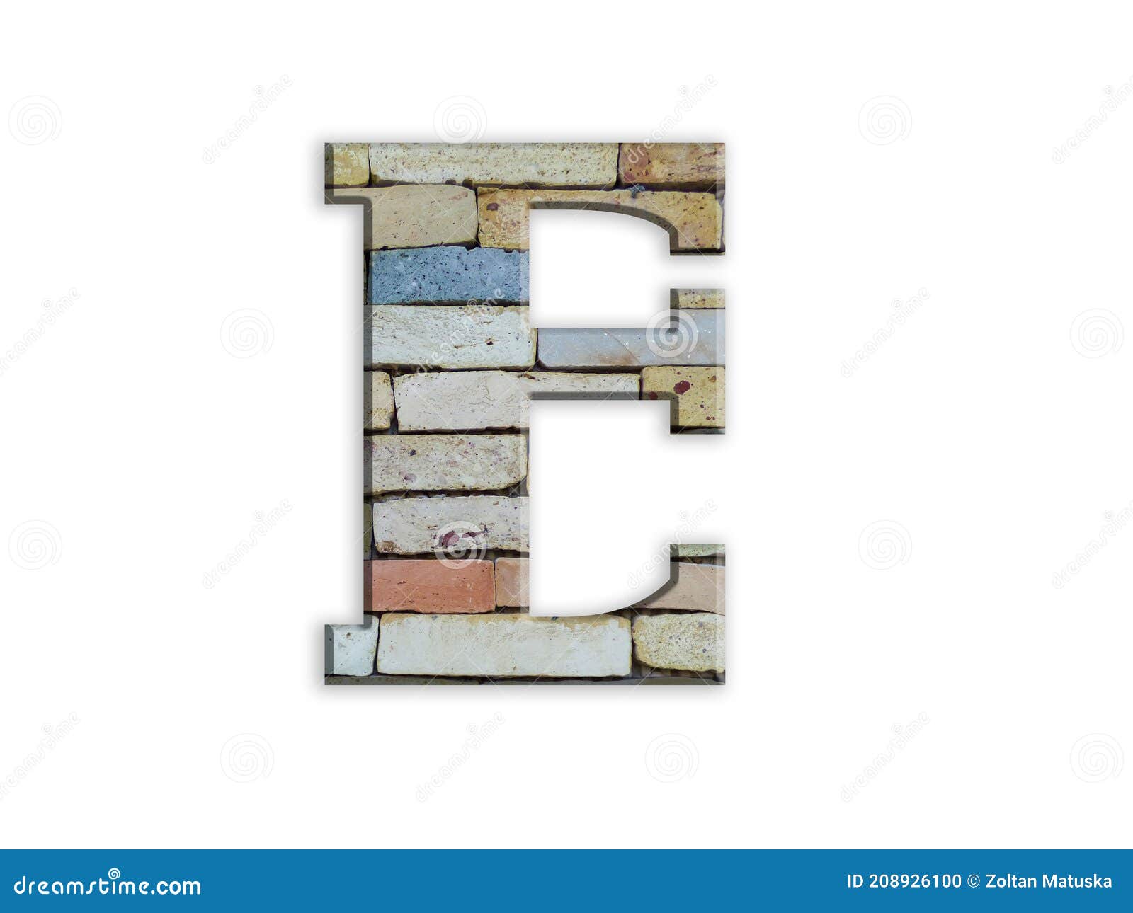 3D Illustration Letter E Brick Structure Alphabet Font Isolated on ...