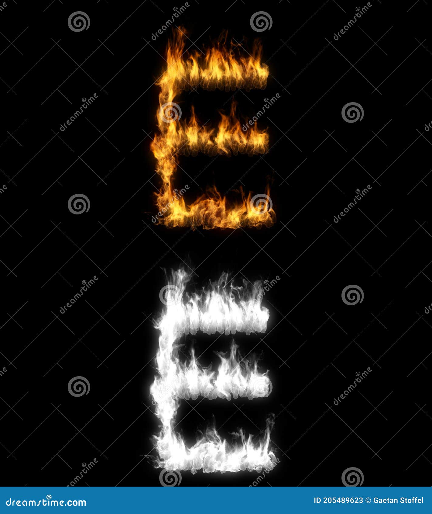 3D Illustration of the Letter E on Fire with Alpha Layer Stock ...