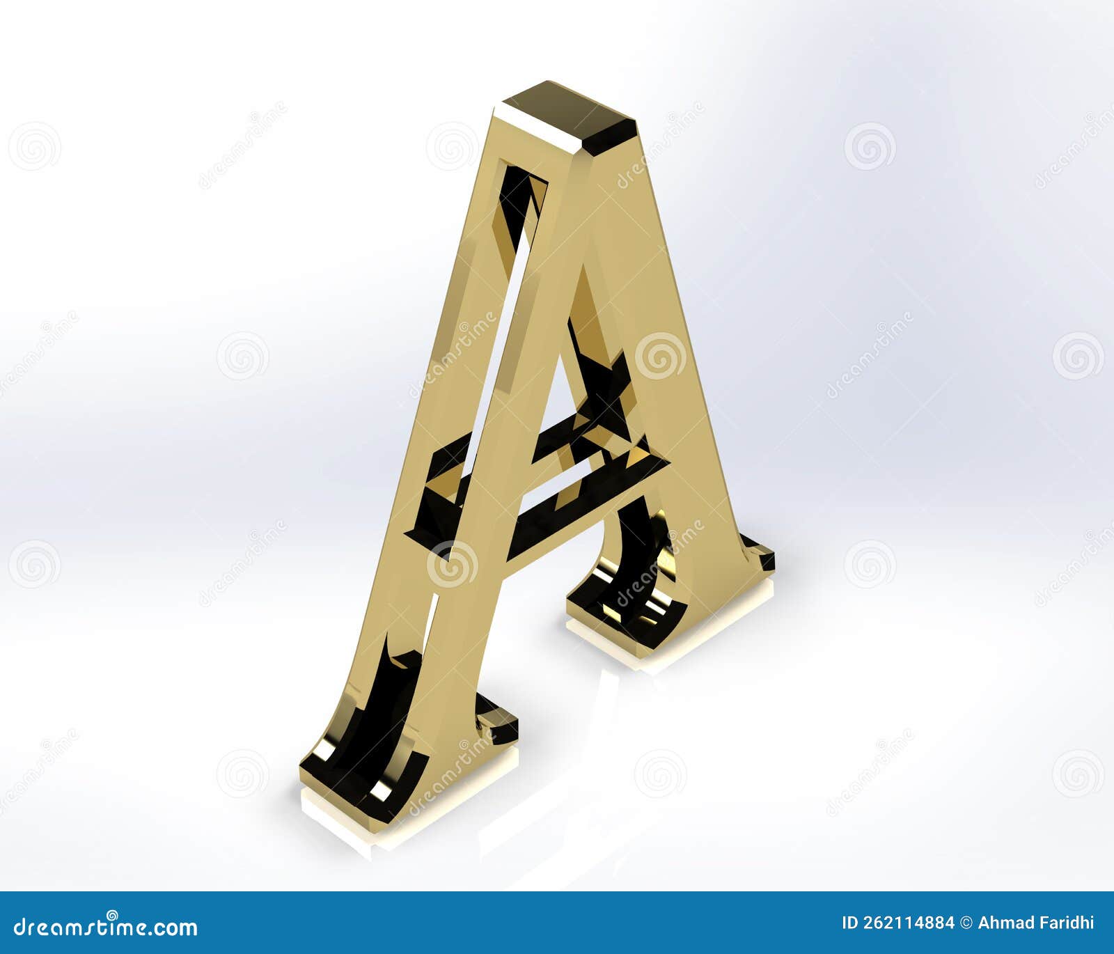 3D Illustration of the Letter a Gold Isometry Stock Illustration ...